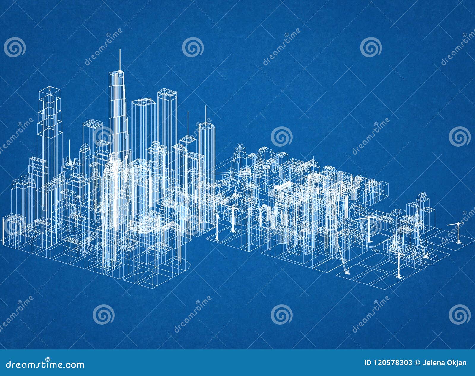 Town Concept Architect Blueprint Stock Illustration - Illustration of ...