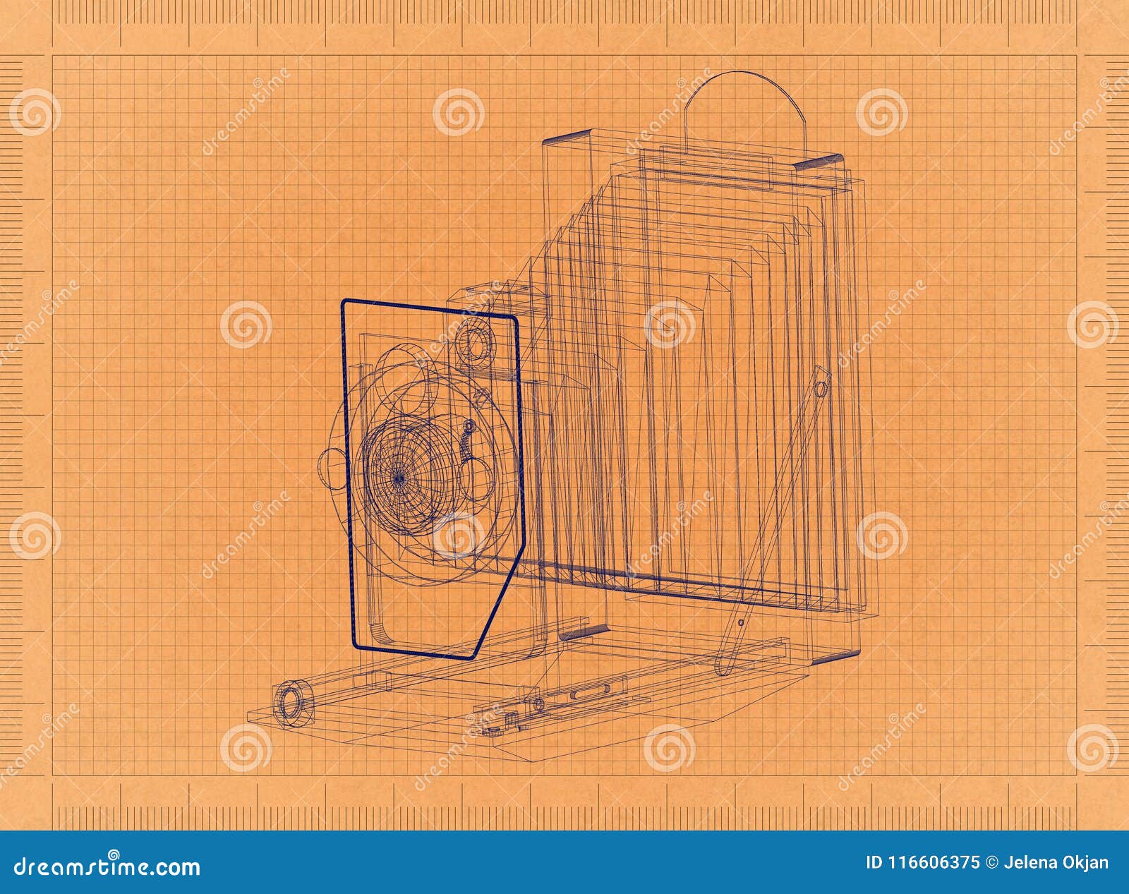 Vintage Camera - Retro Blueprint Stock Illustration - Illustration of ...