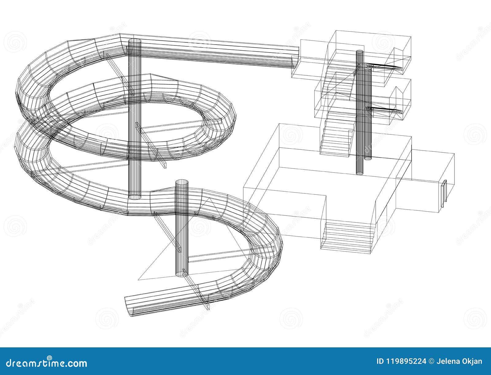 Water Slide Design - Architect Blueprint - Isolated Stock Illustration ...