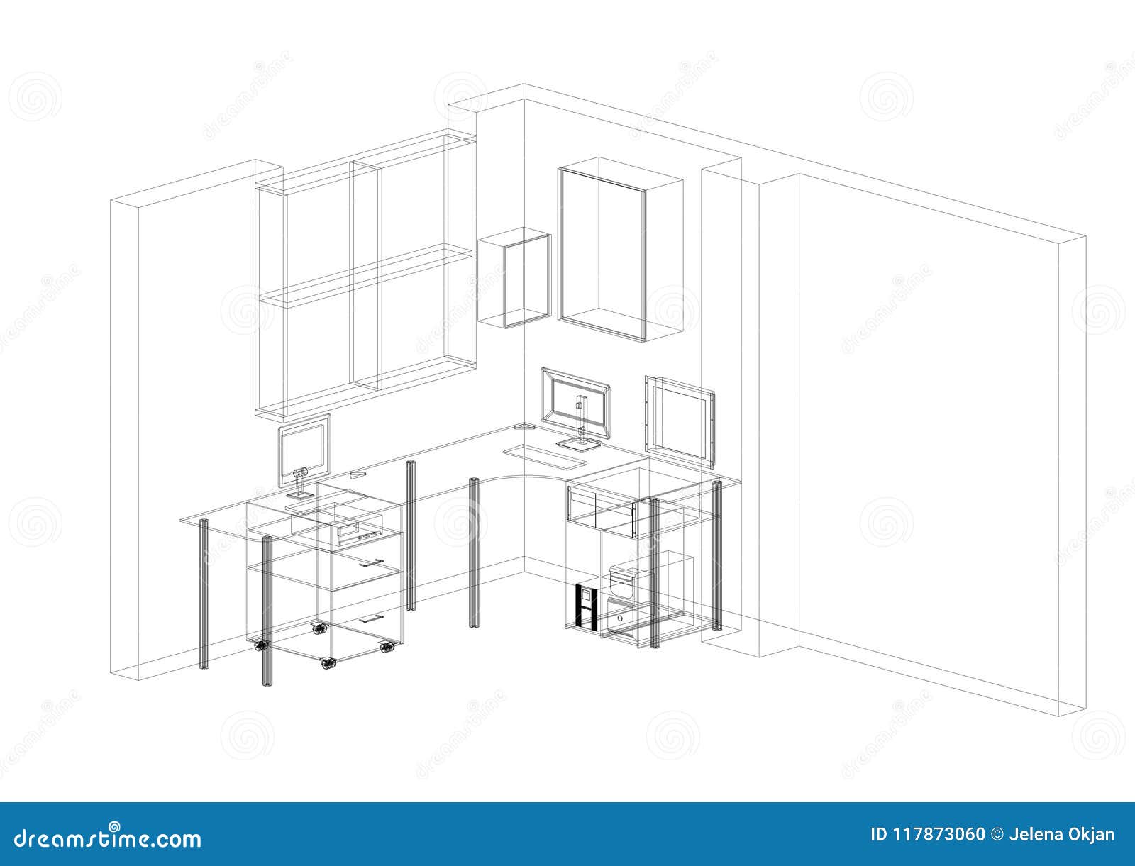 Working Room Architect Blueprint - Isolated Stock Illustration ...