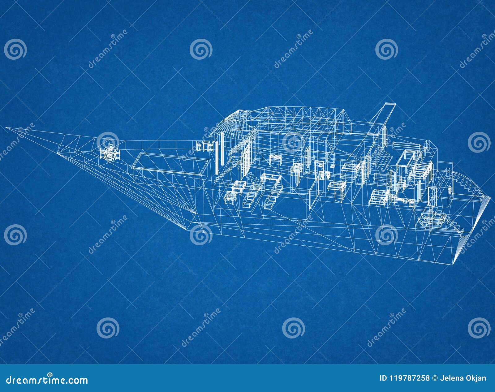 Yacht Concept Architect Blueprint Stock Photo - Image of investment ...