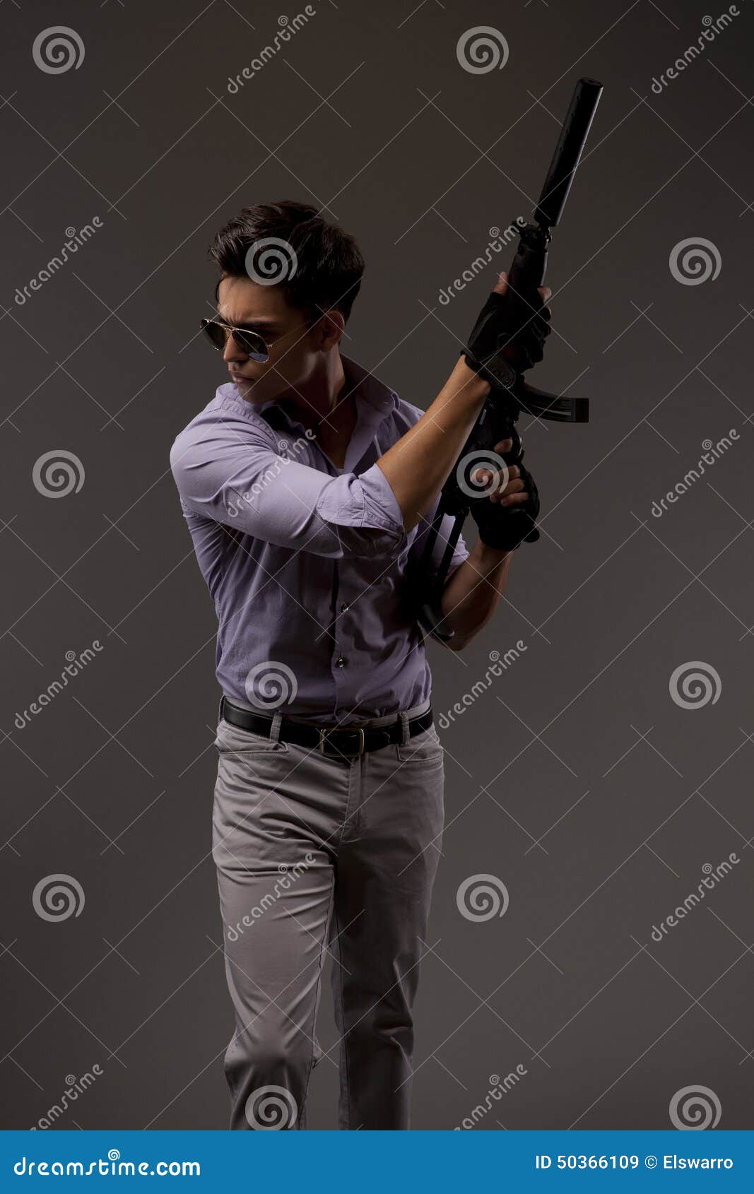 Shooter with Automatic Rifle Stock Image - Image of weapon, forces ...