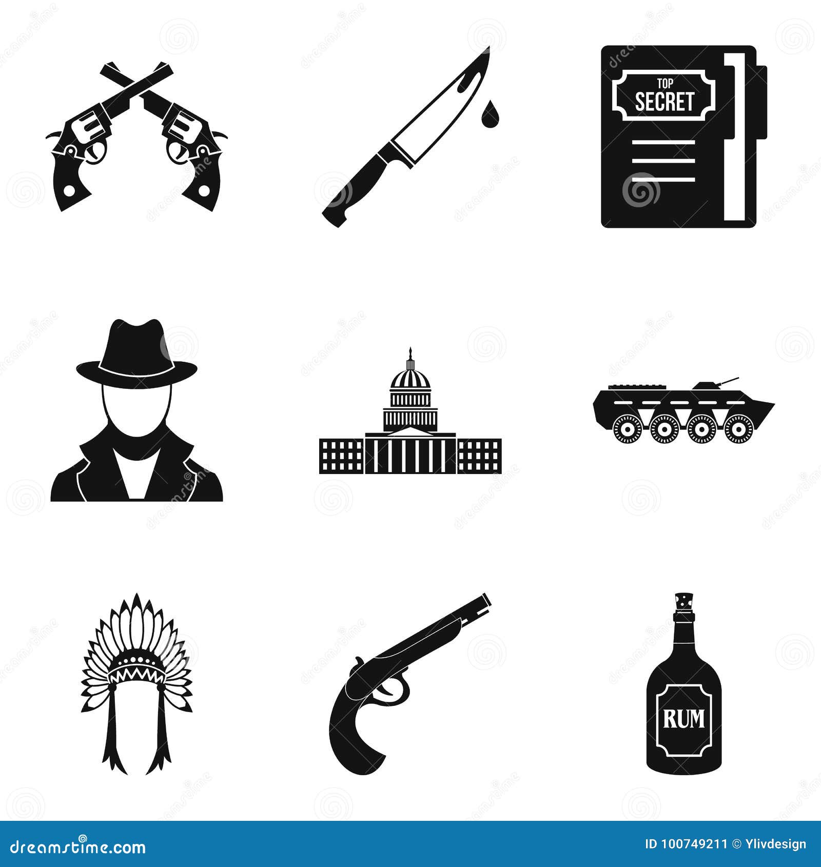 Shooter Icons Set, Simple Style Stock Vector - Illustration of pistol ...