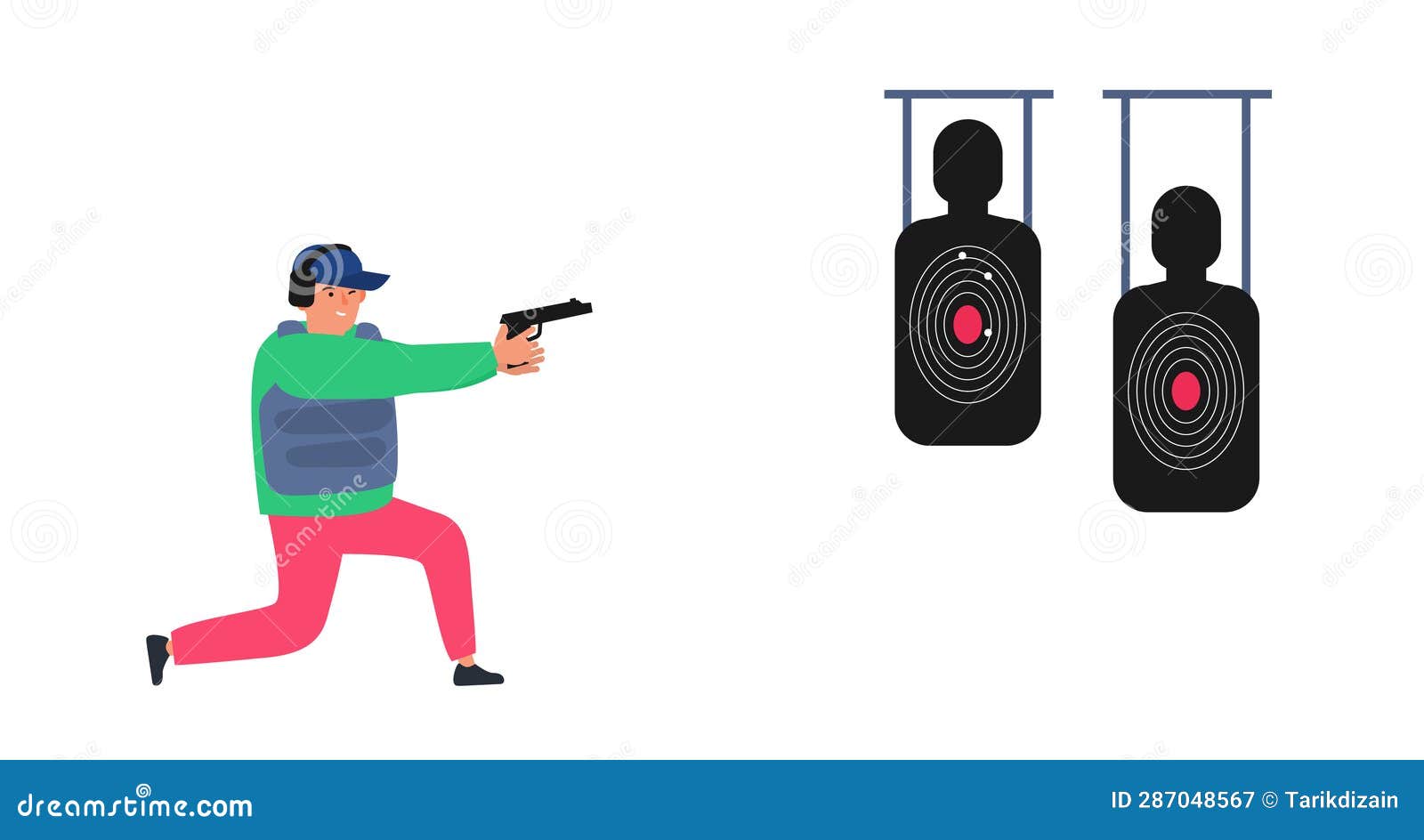 Shooter Man Training with Gun Shooting Range Vector Illustration Stock ...