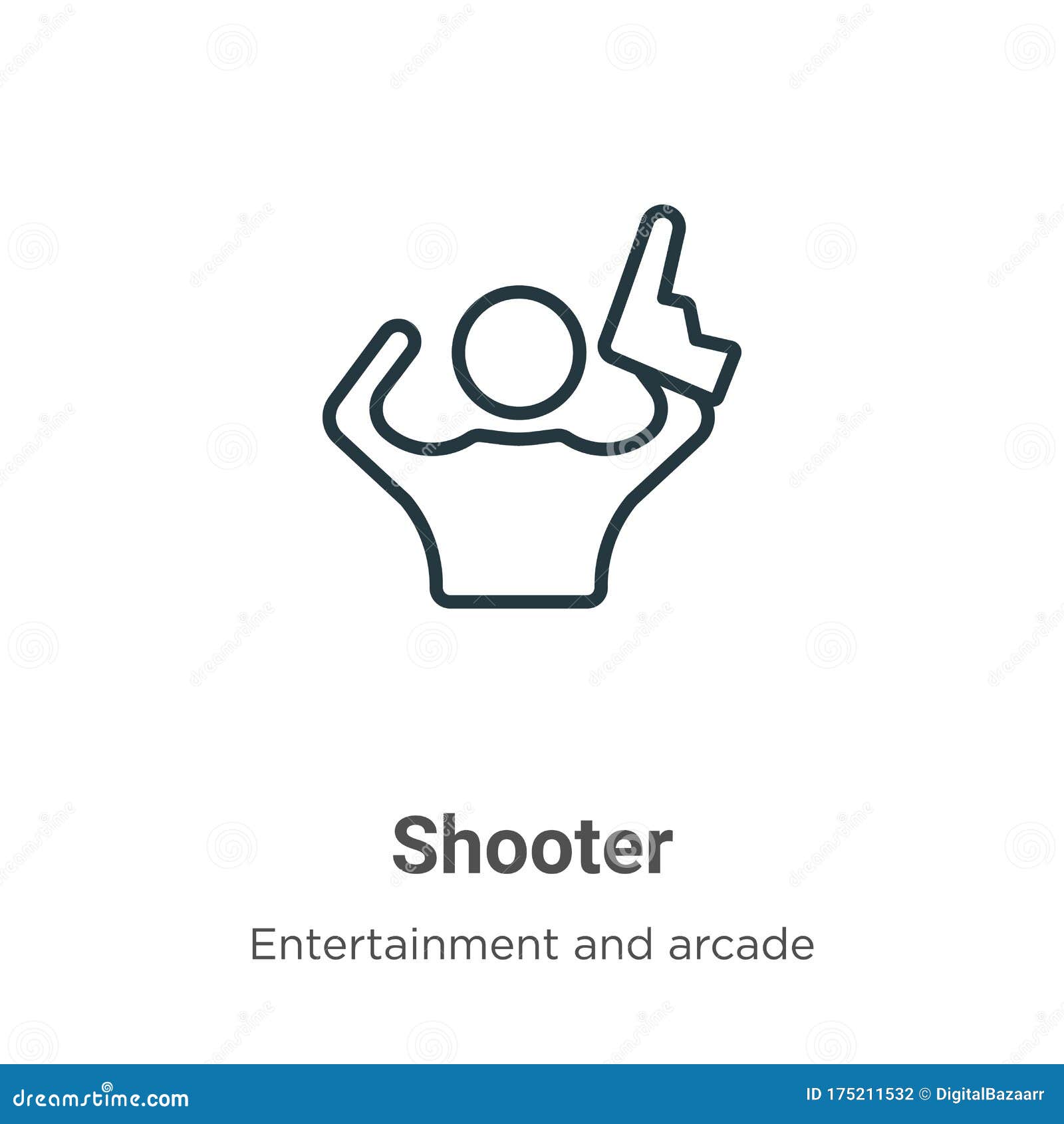 Shooter Outline Vector Icon. Thin Line Black Shooter Icon, Flat Vector ...