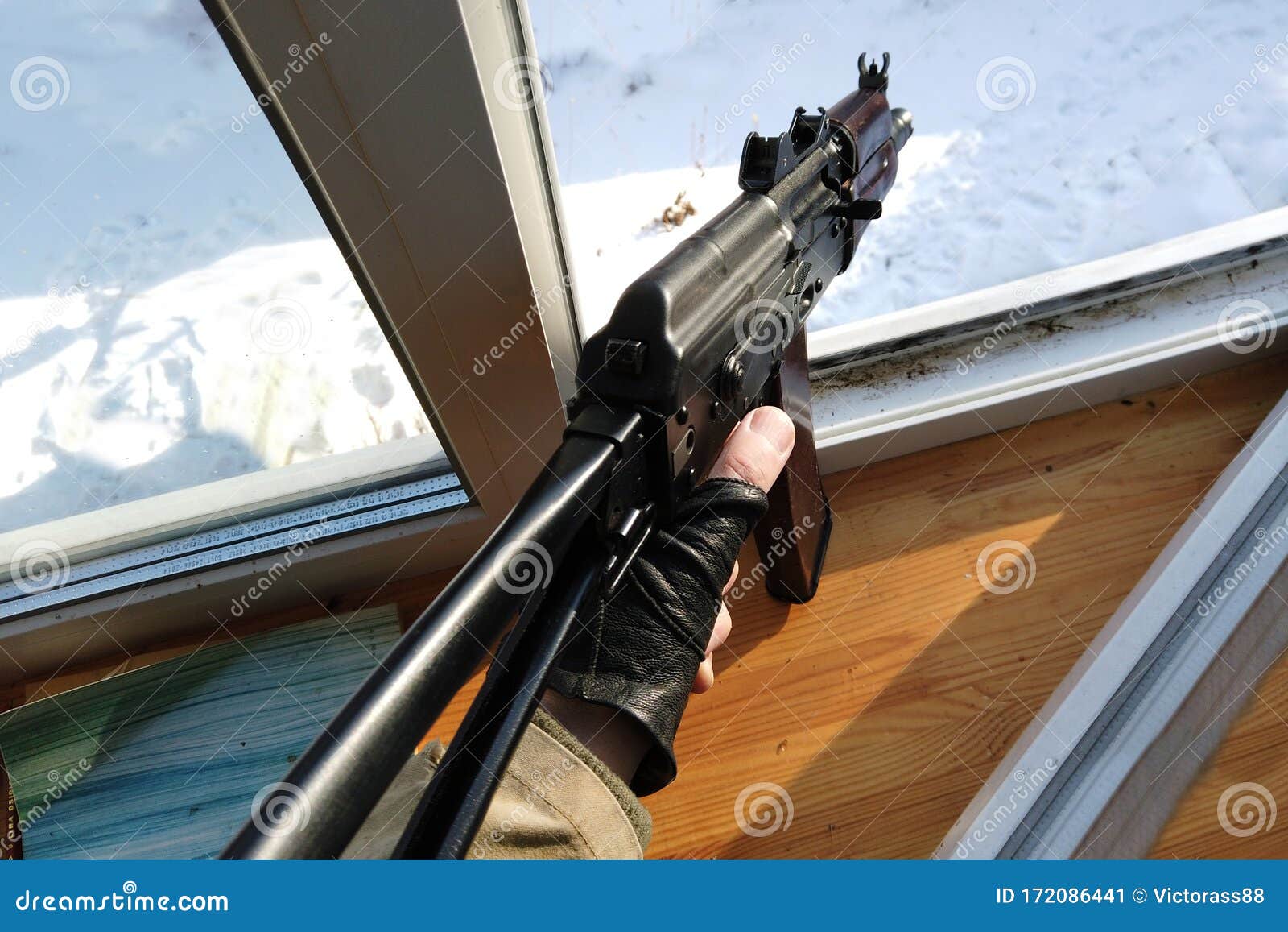Shooter Pointing Out of Window Stock Image - Image of firearm, military ...