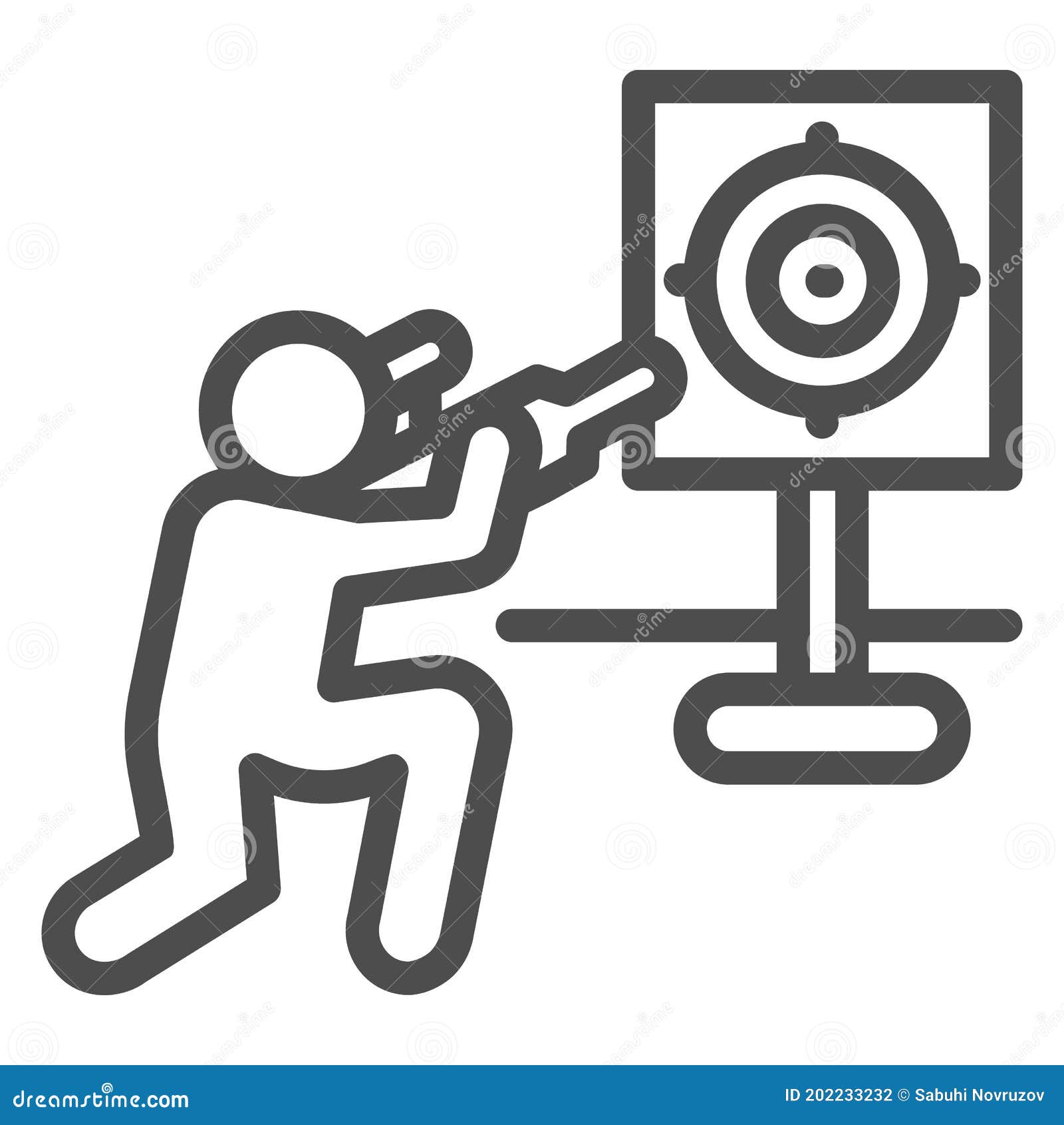 Shooter and Target Line Icon, Self Defense Concept, Shooting Range Sign ...