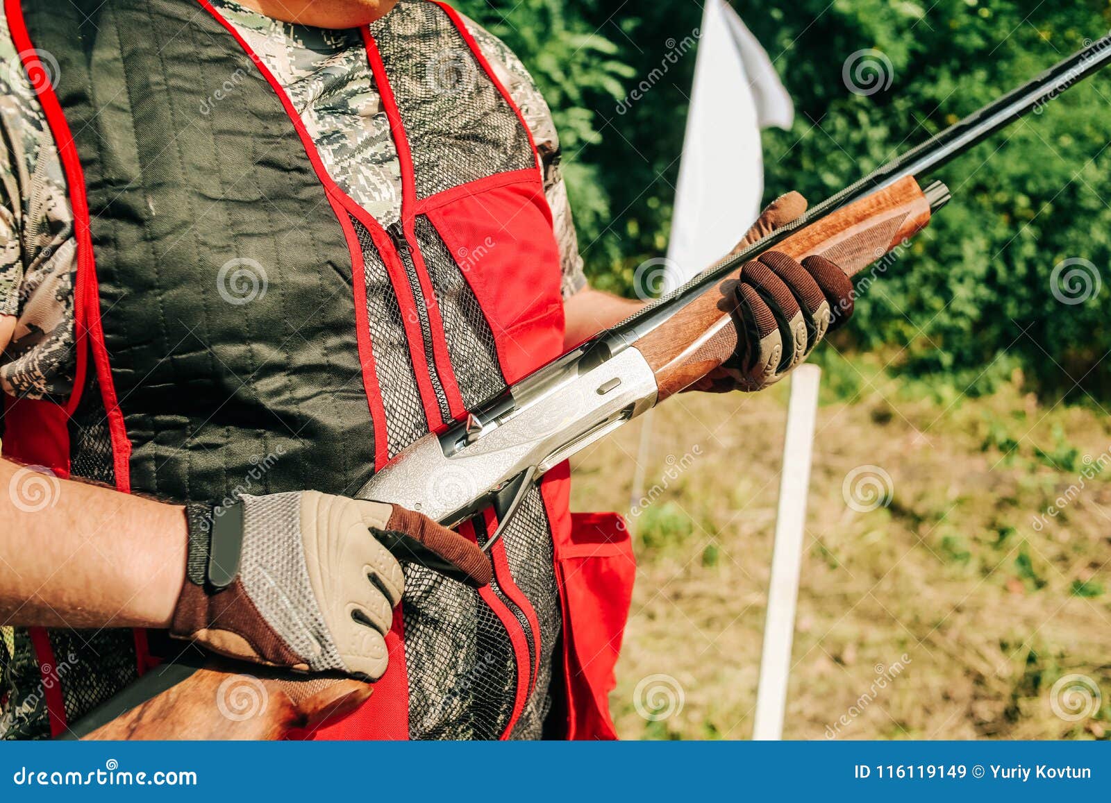 Shooter Uniform Equipment Holds Hunting Rifle Stock Image - Image of ...