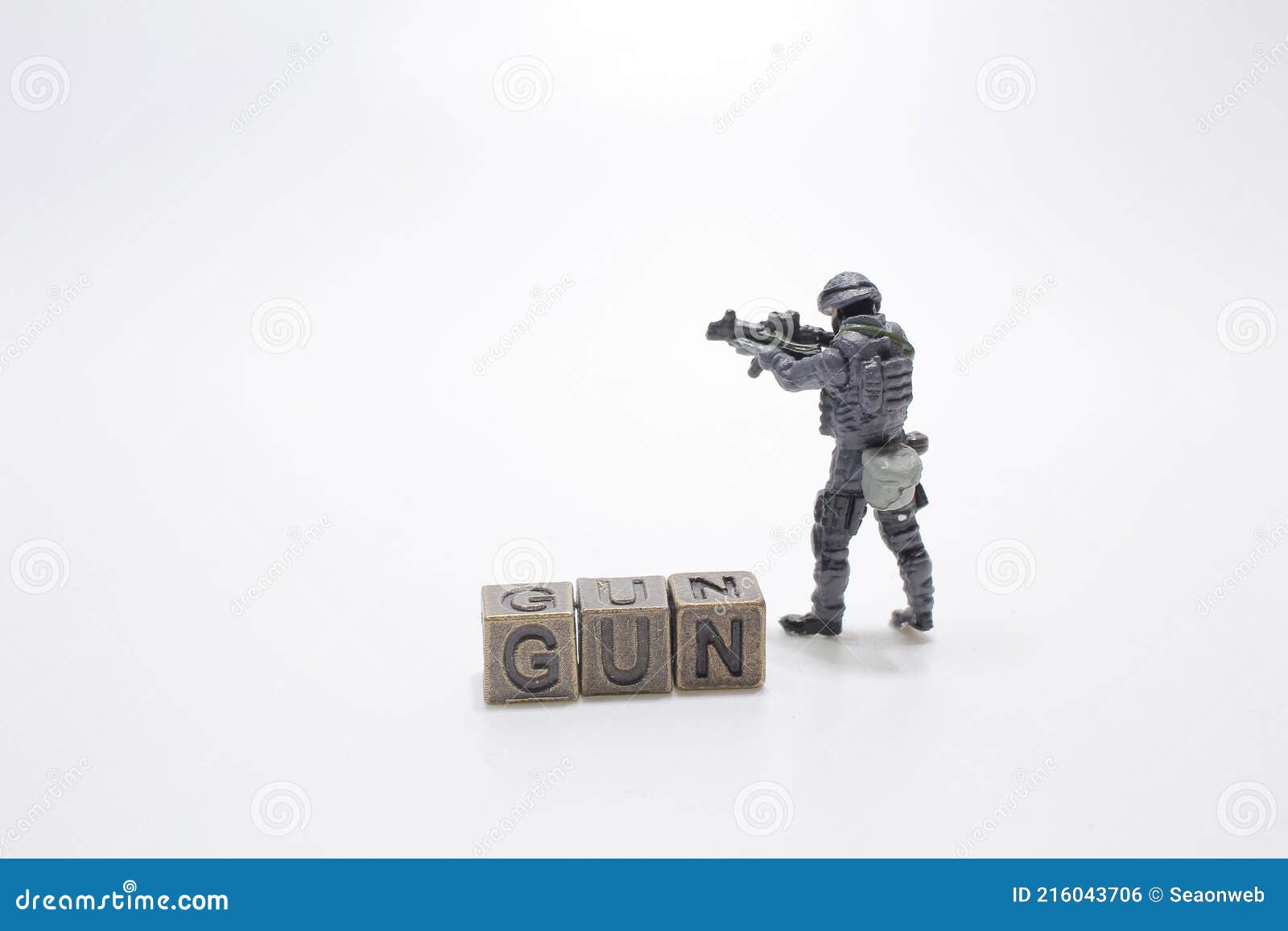The Shooting Figure at War with Gun Cube Stock Photo - Image of ...