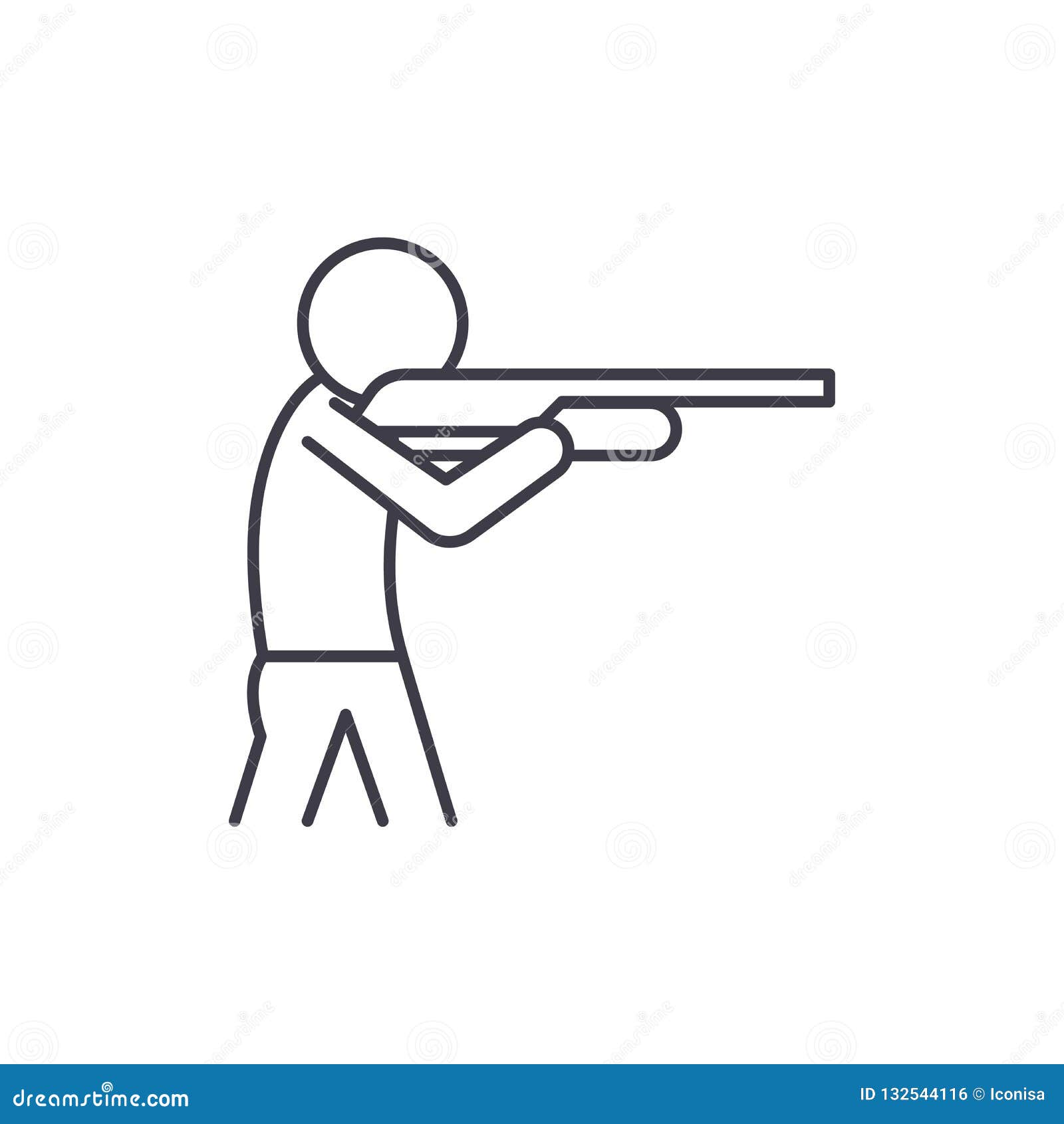 Shooting a Gun Line Icon Concept. Shooting a Gun Vector Linear ...