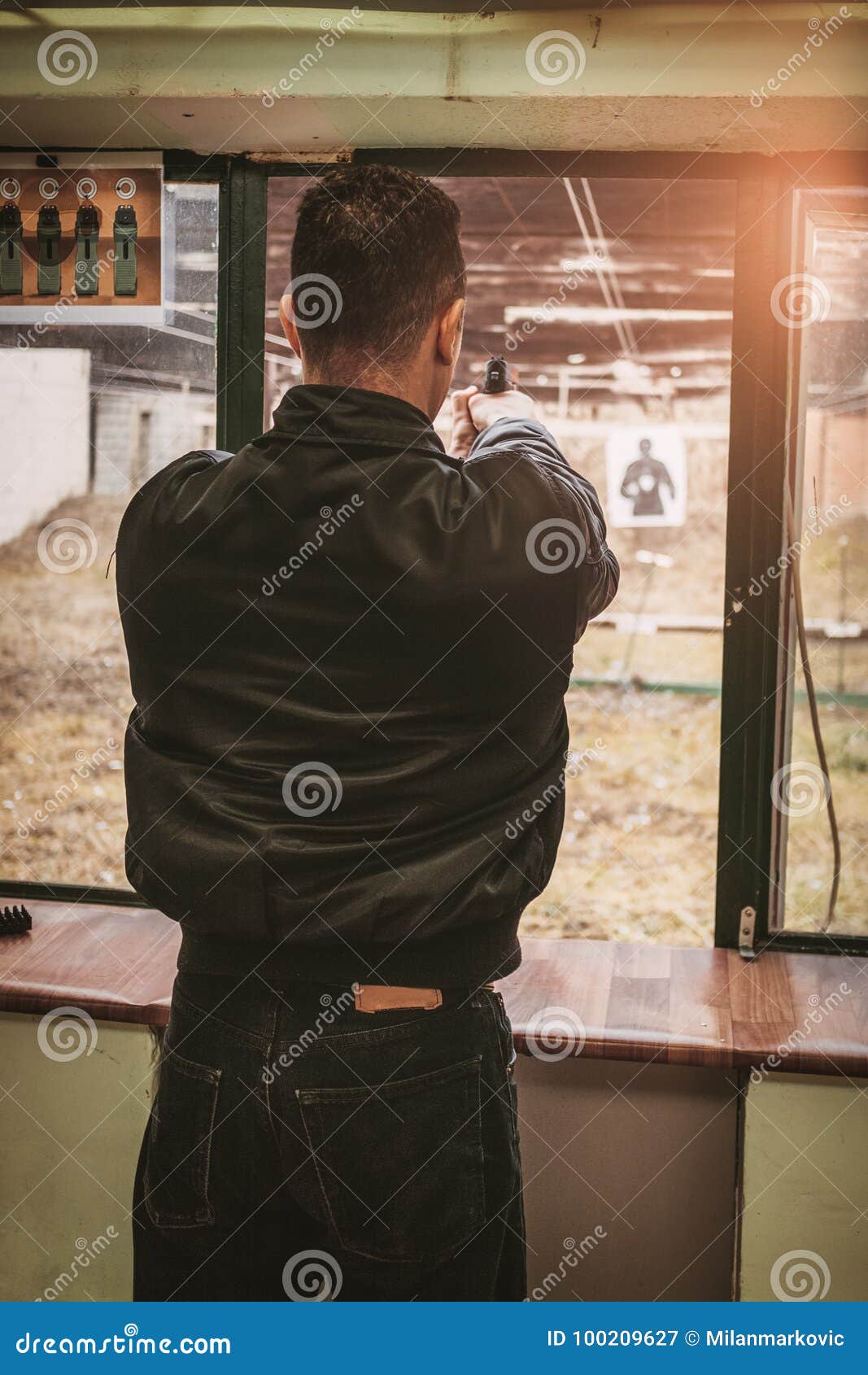 Shooting with Gun stock image. Image of rear, fire, shot - 100209627