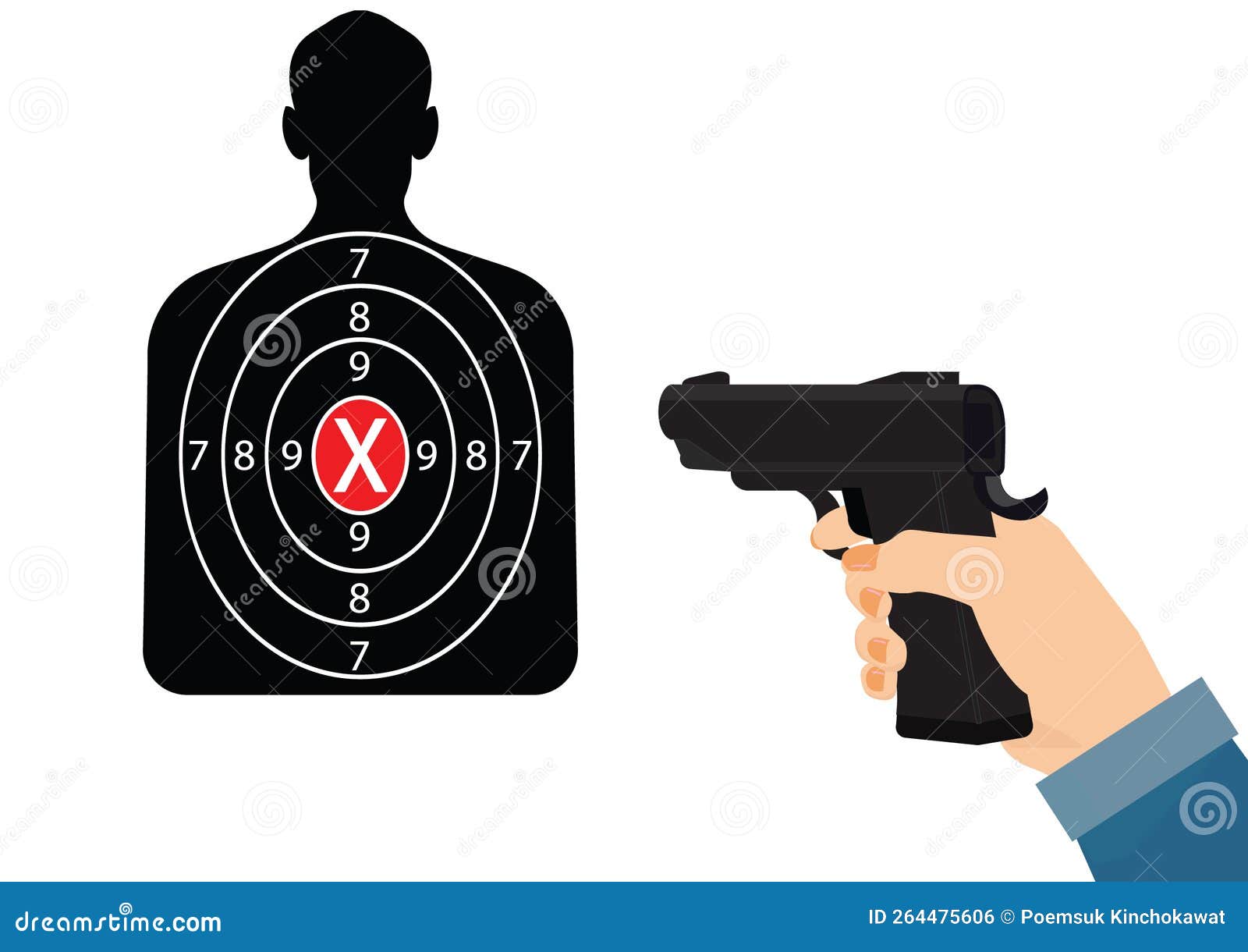Shooting with a gun stock vector. Illustration of circle - 264475606