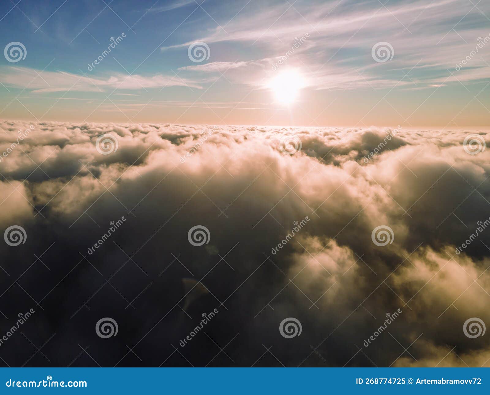 Lovely Sunset Over the Clouds. the Rays of the Sun Beautifully Pass ...