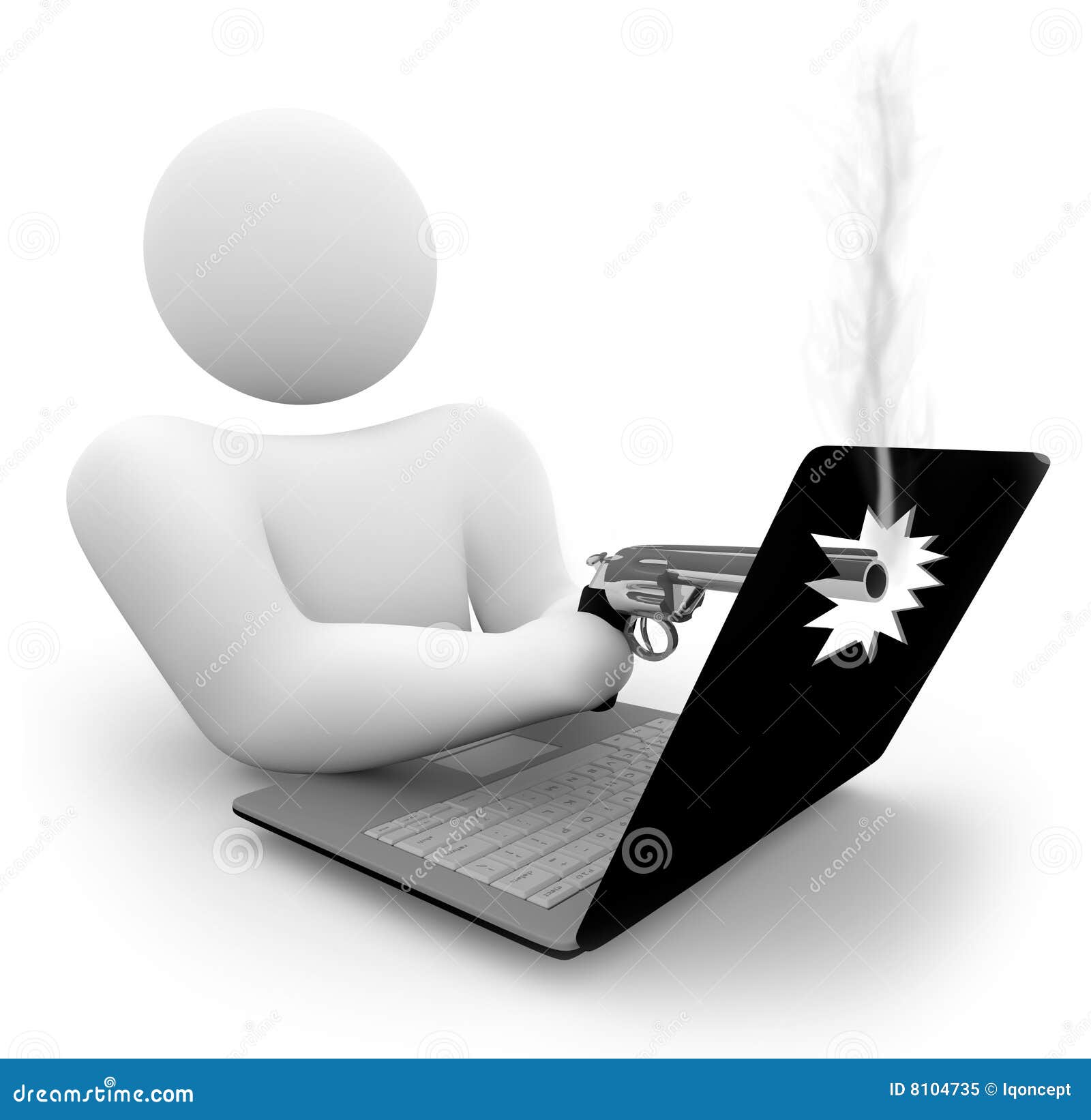 Shooting a Laptop Computer stock illustration. Illustration of laptop ...