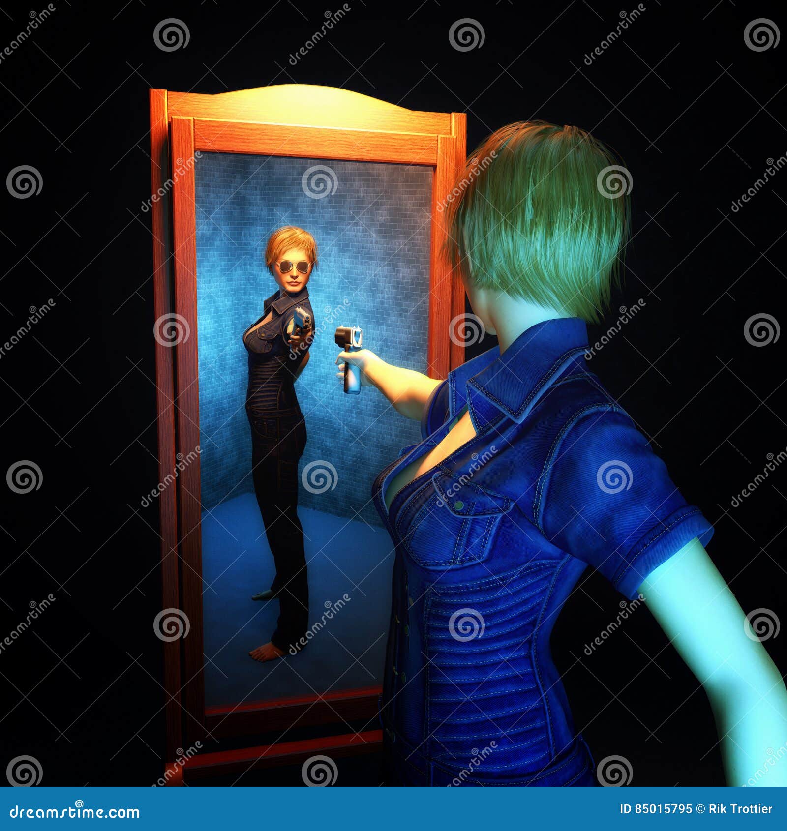 Shooting mirror stock illustration. Illustration of vigilante - 85015795