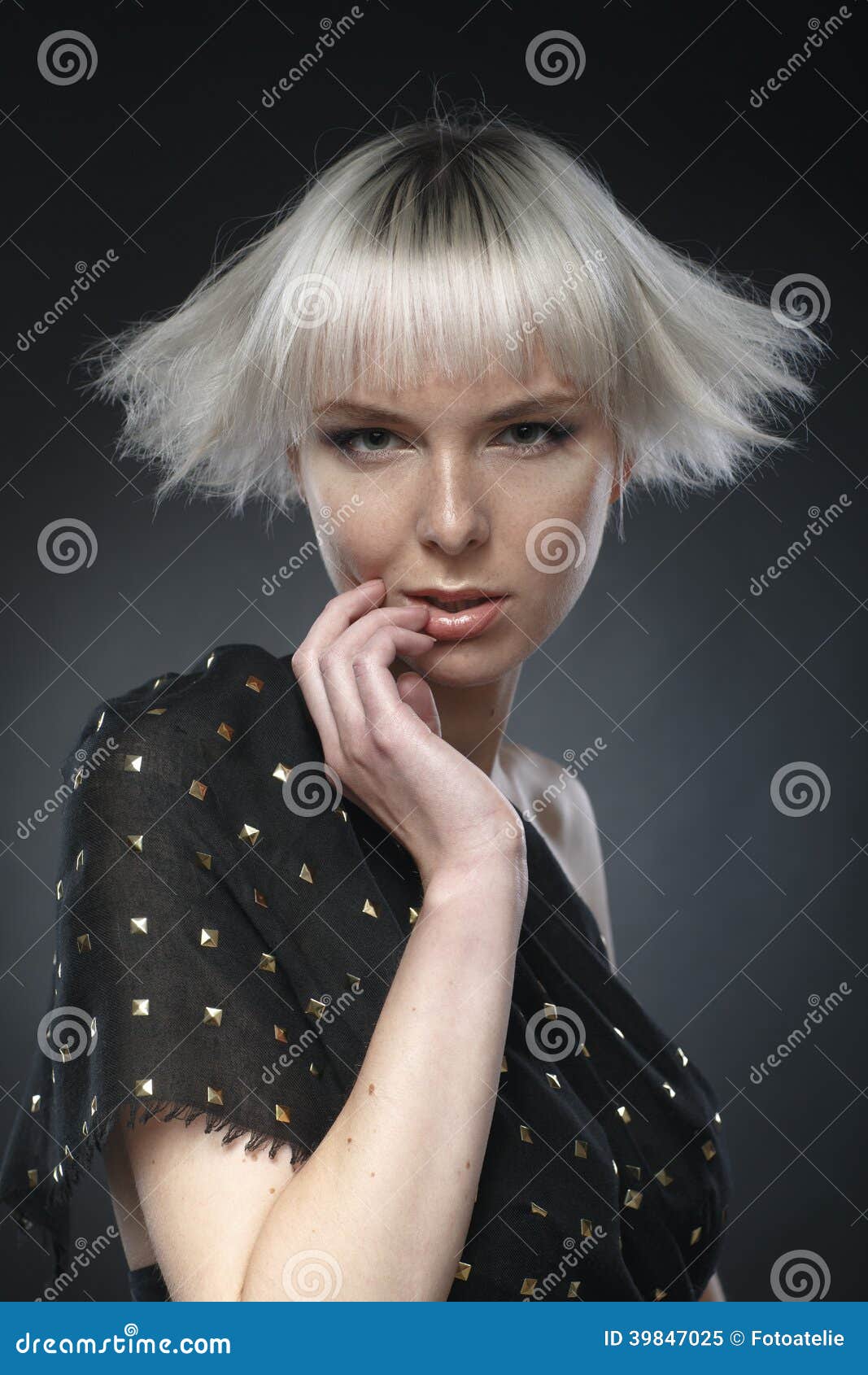 Shooting Model Tests. Professional Model Posing in the Studio. Stock ...