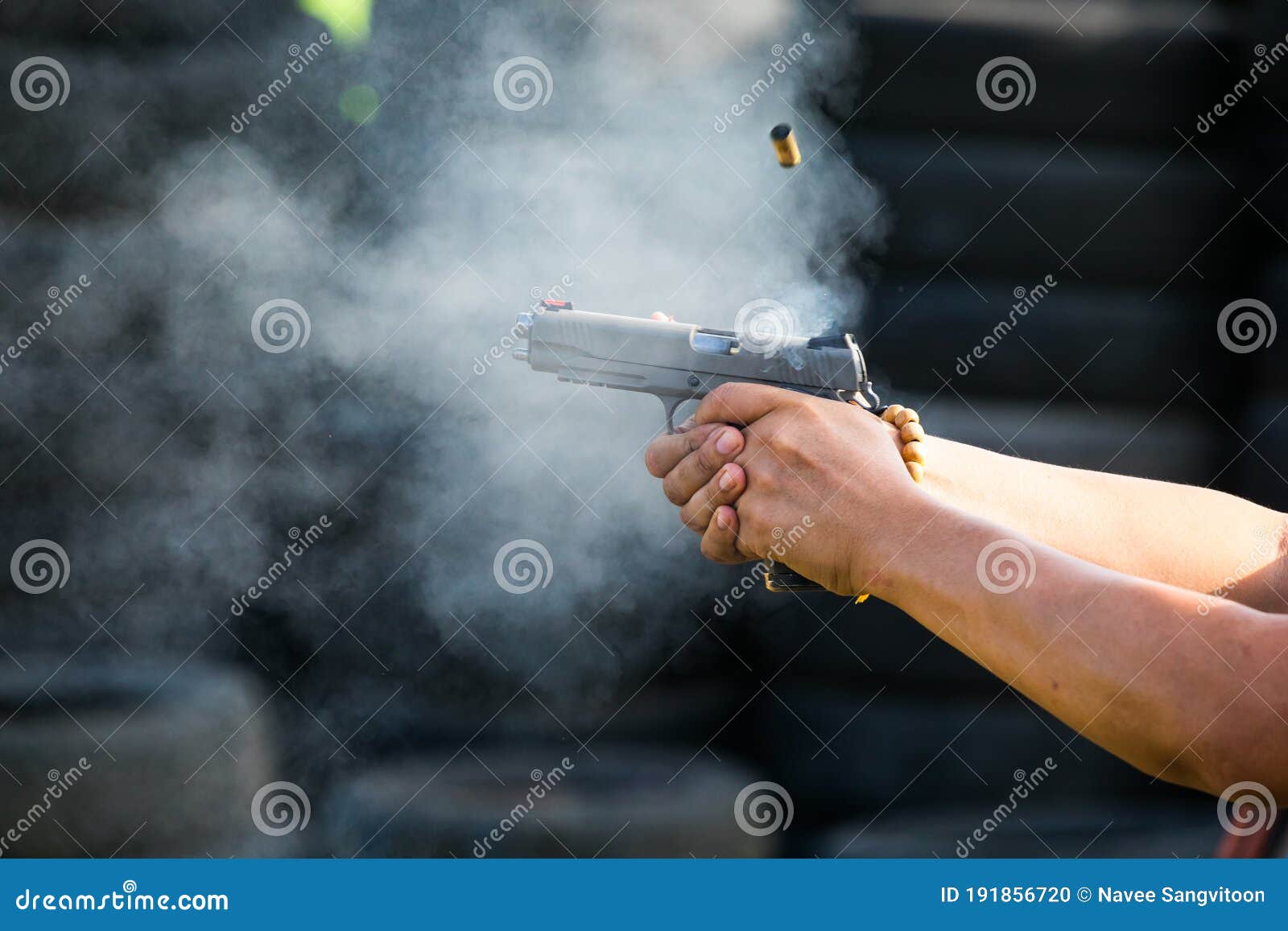 Shooting from a Pistol. Reloading the Gun Stock Photo - Image of ...