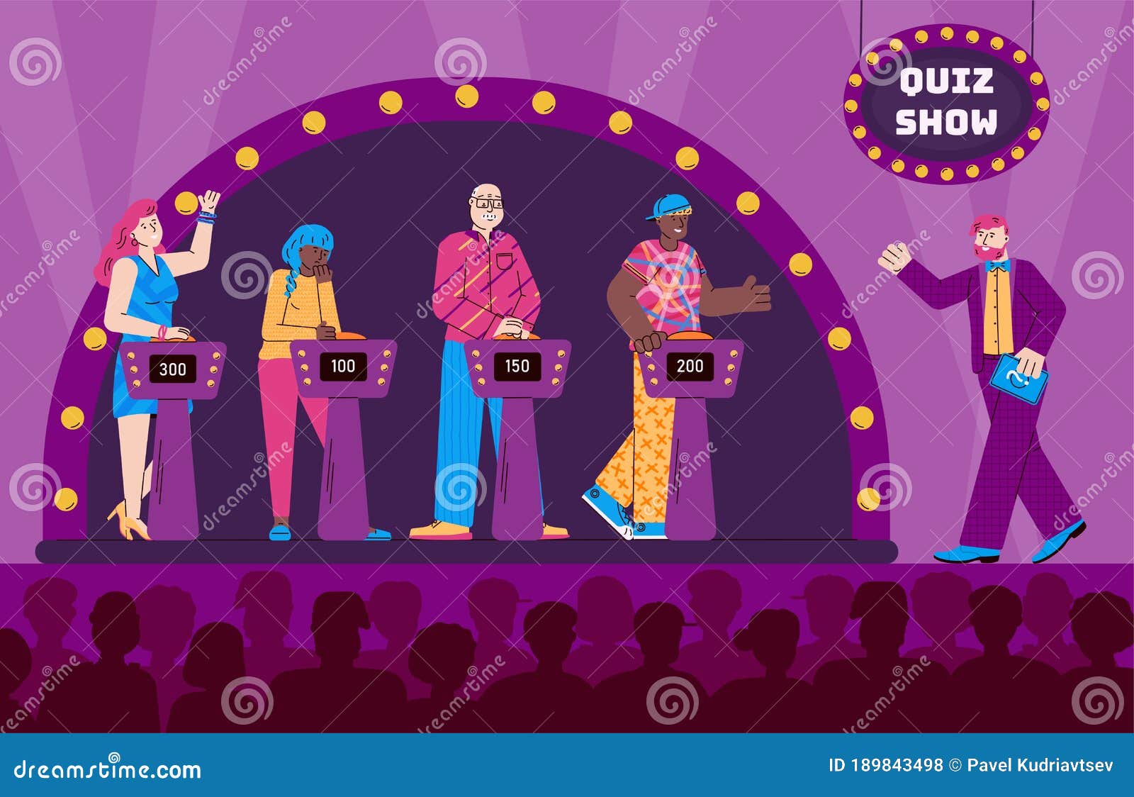 Show Host Woman Speaking On Tv Show Event Vector Illustration. Head ...