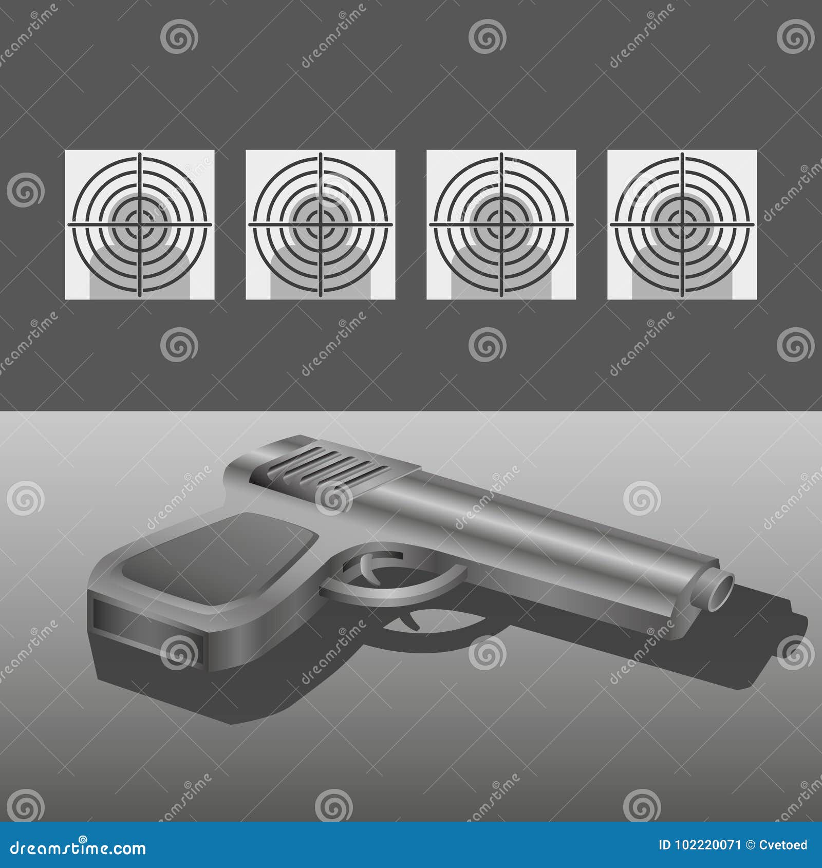 Shooting Range with Gun Vector Concept Illustration Stock Vector ...