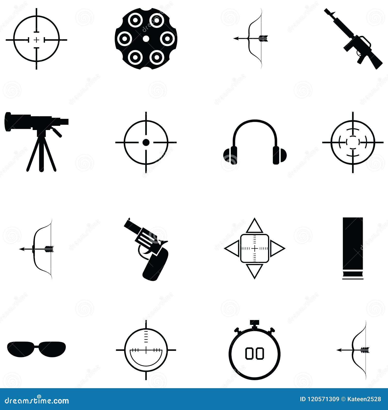 Shooting range icon set stock vector. Illustration of sight - 120571309