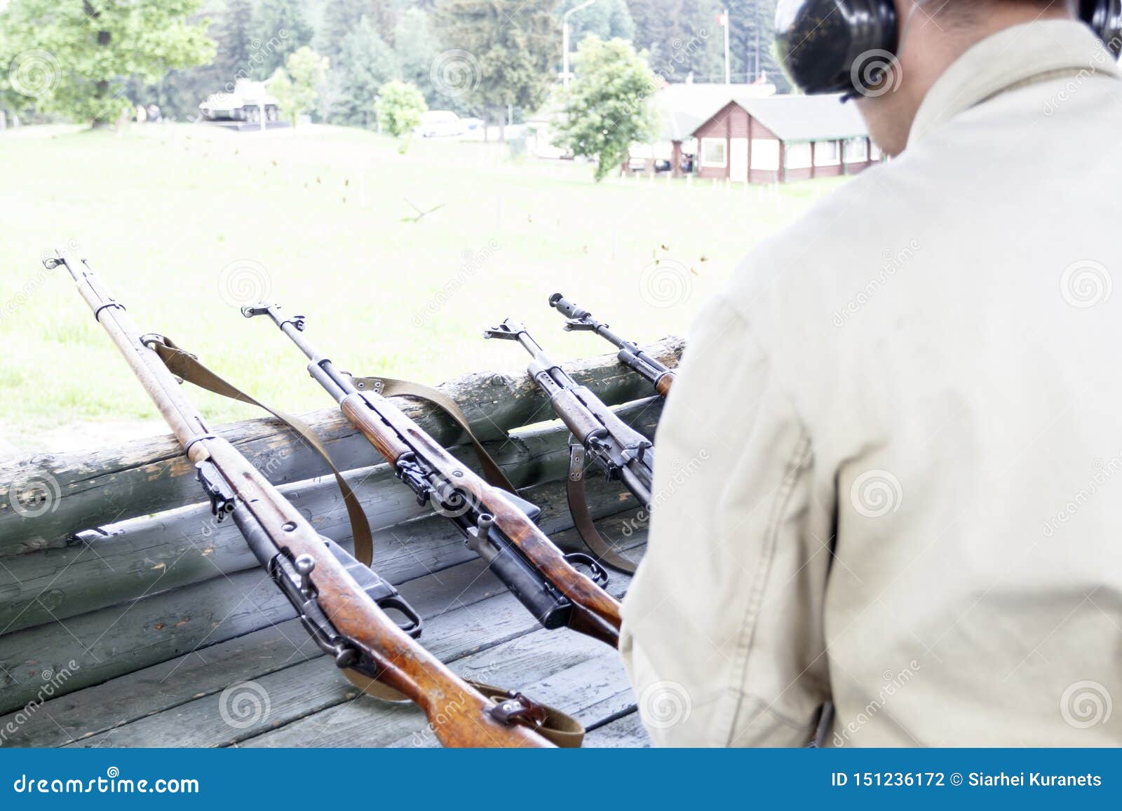 At the Shooting Range. Military Reload Automatic Machine for Shooting ...