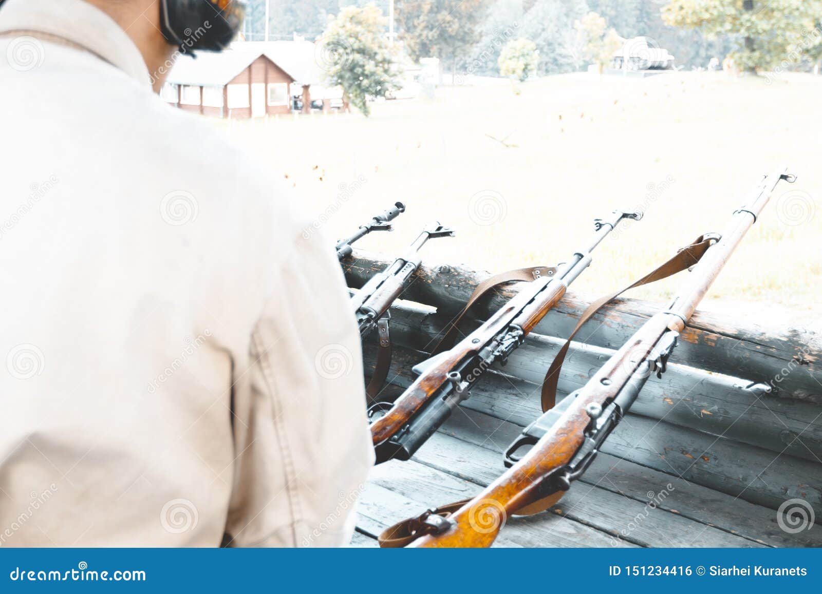 At the Shooting Range. Military Reload Automatic Machine for Shooting ...