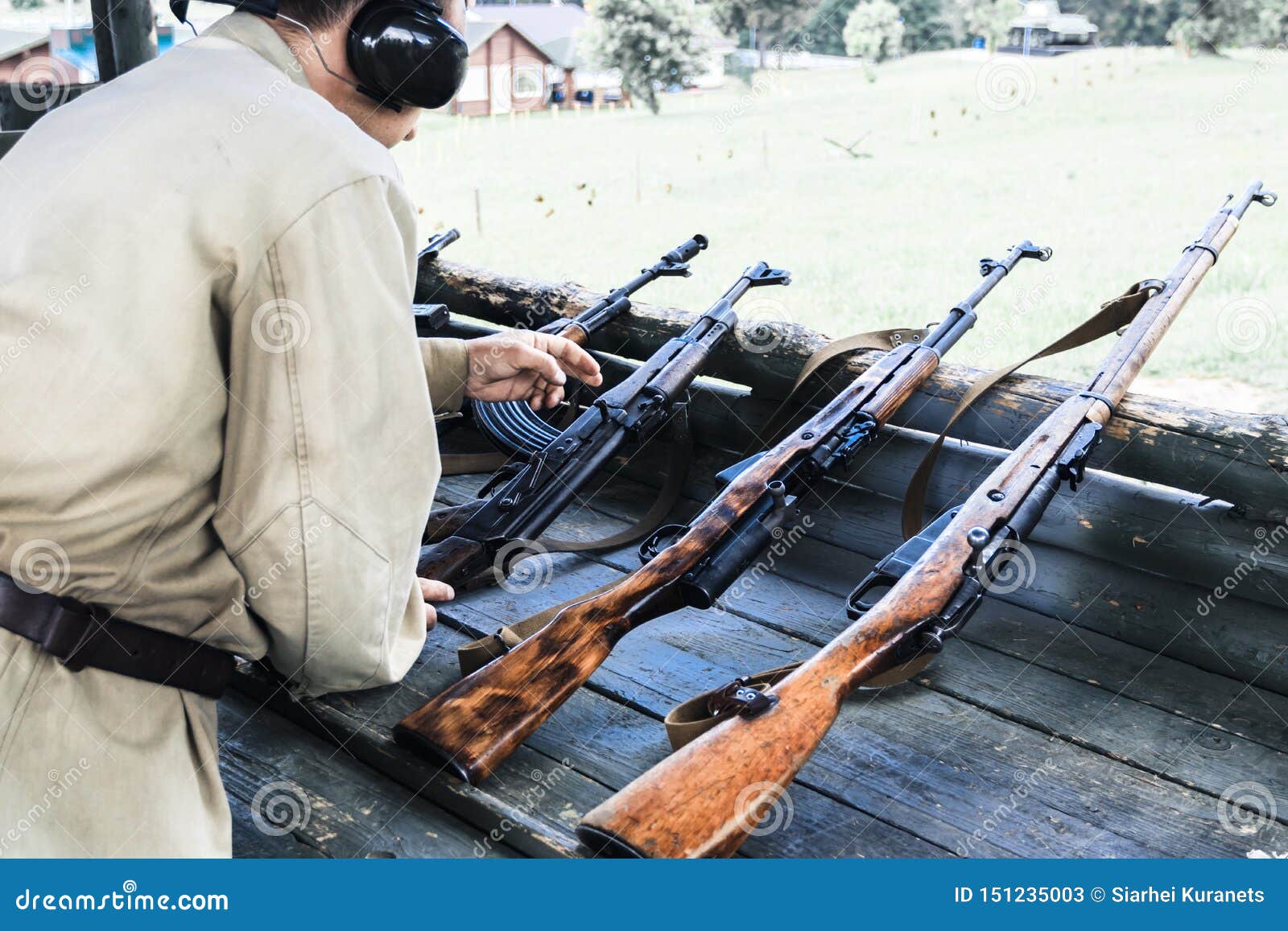At the Shooting Range. Military Reload Automatic Machine for Shooting ...