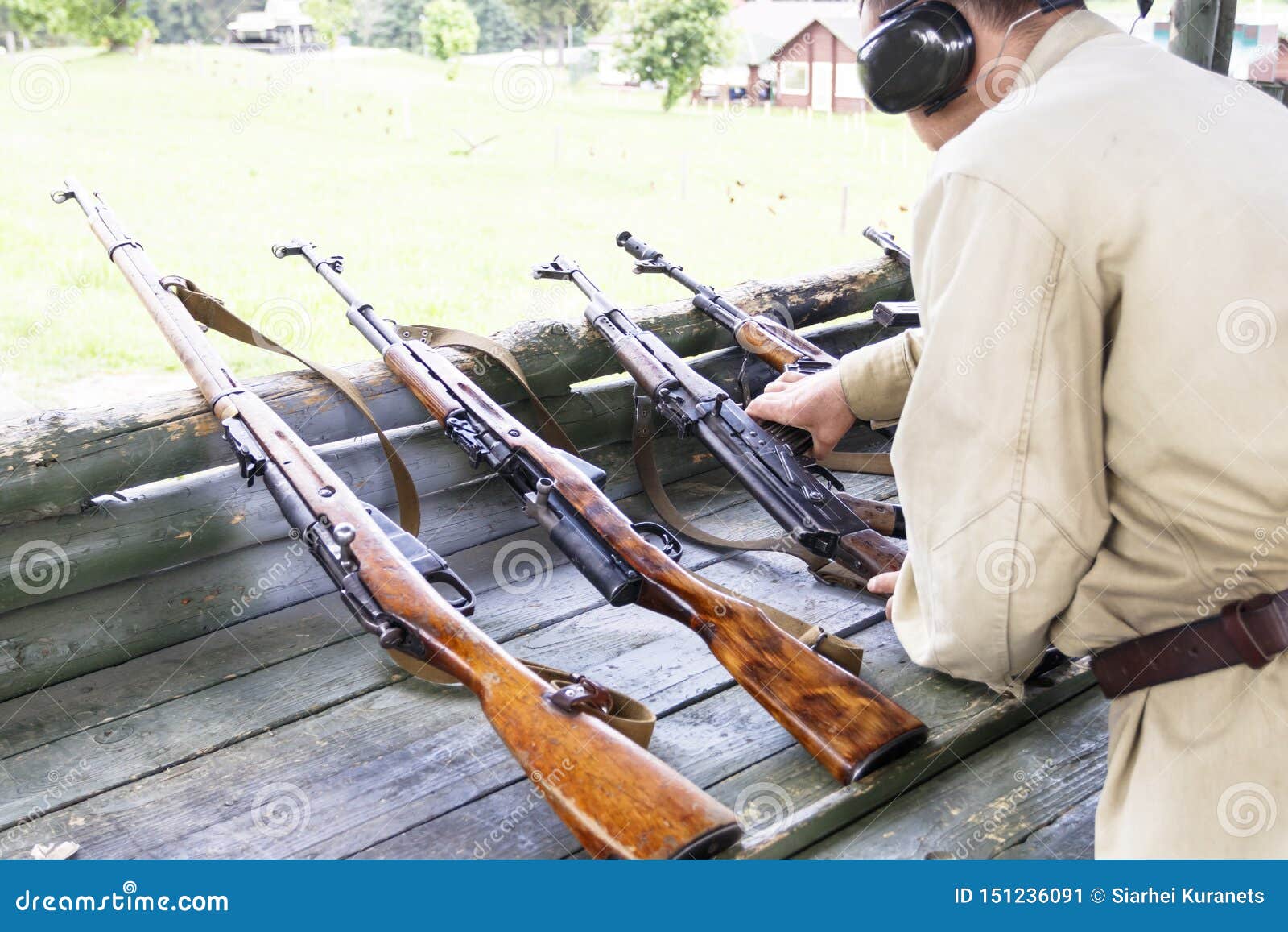At the Shooting Range. Military Reload Automatic Machine for Shooting ...