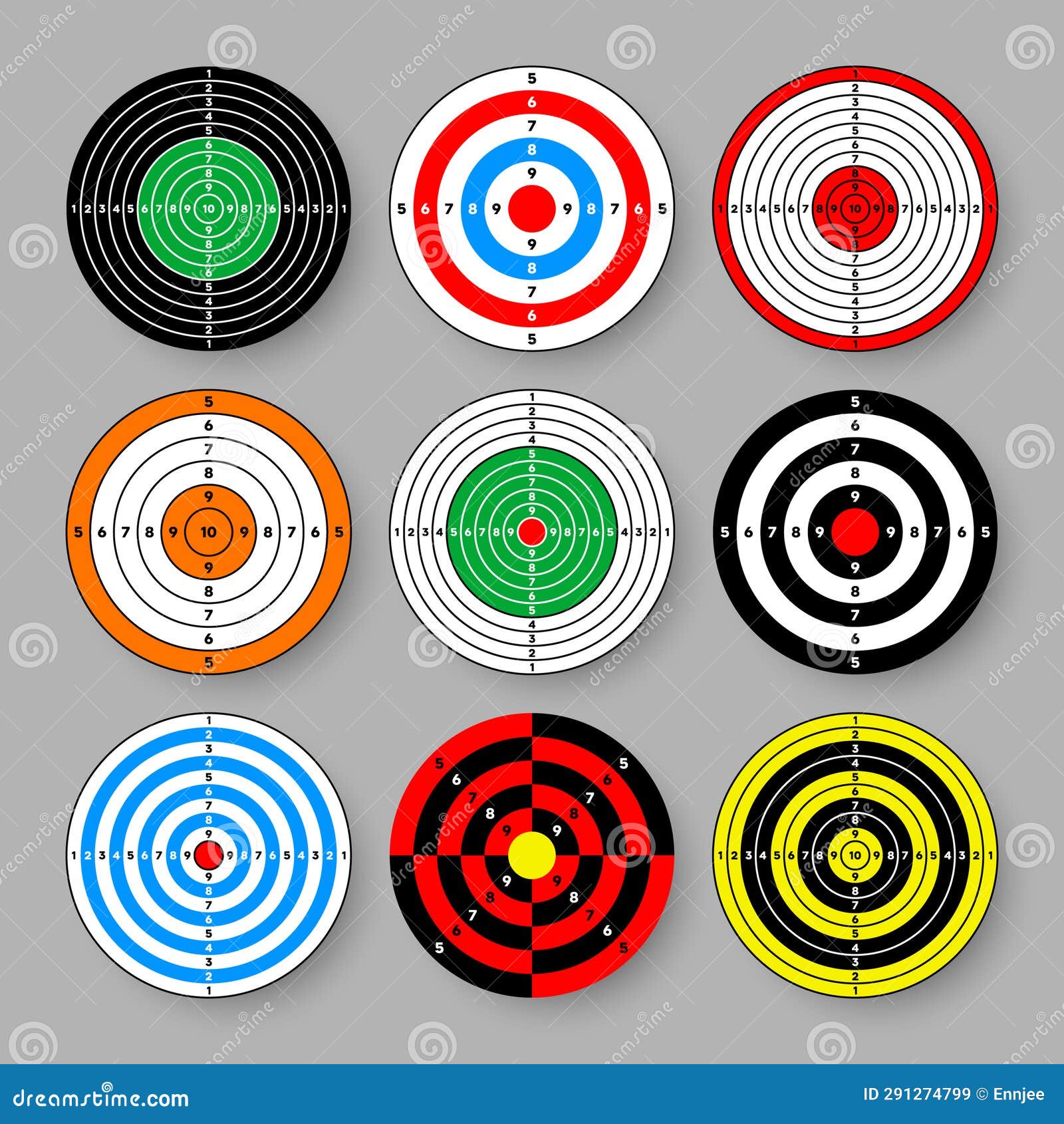 Shooting Range Paper Targets. Round Target with Divisions, Marks and ...