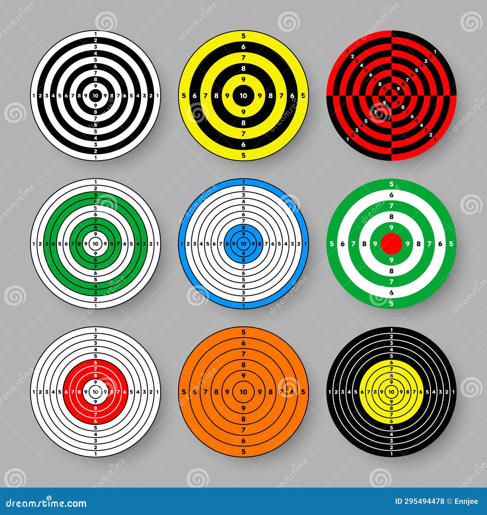 Shooting Range Paper Targets. Round Target with Divisions, Marks and ...