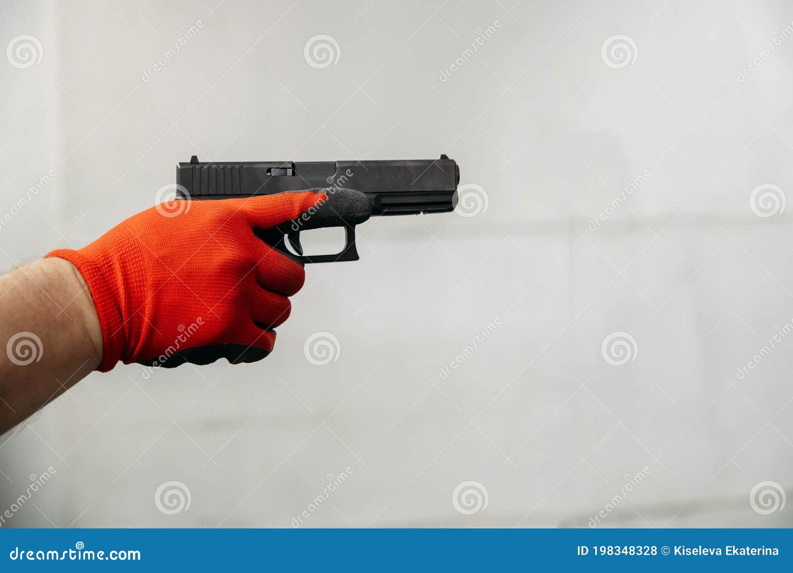 Shooting Range. Rear View of Men Shooting with Gun in Shooting Range ...