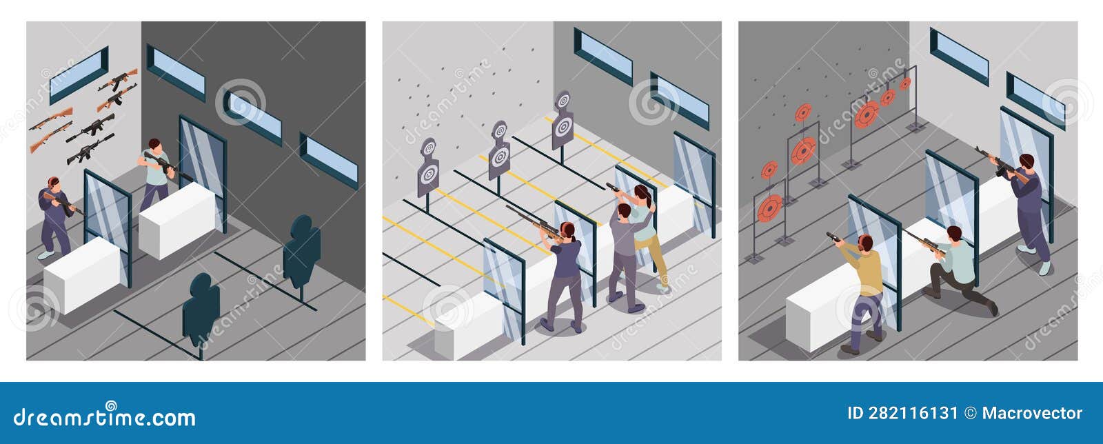 Shooting Range Isometric Set Stock Vector - Illustration of emblem, defense: 282116131
