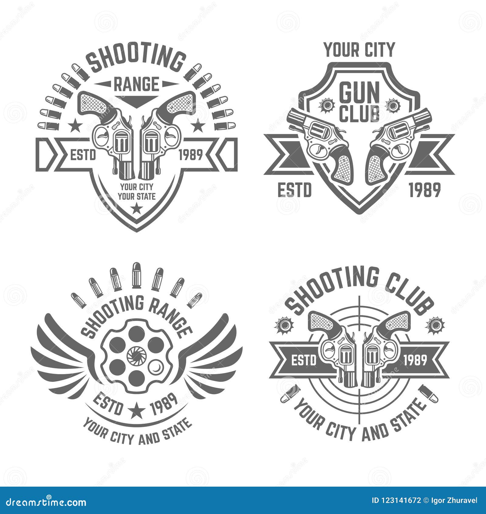Shooting Range or Shooting Club Vector Emblems Stock Vector ...