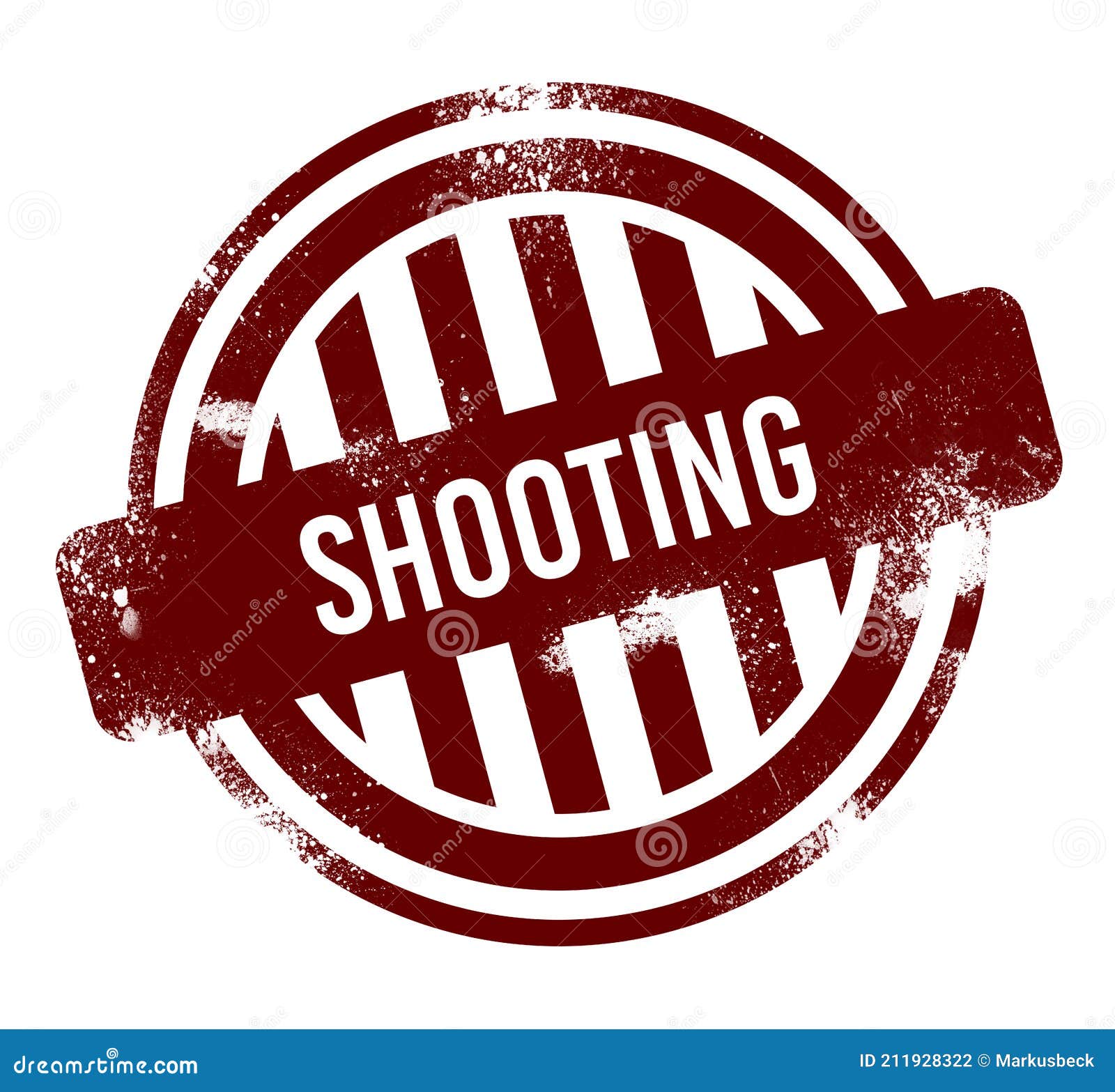 Shooting - Red Round Grunge Button, Stamp Stock Illustration ...