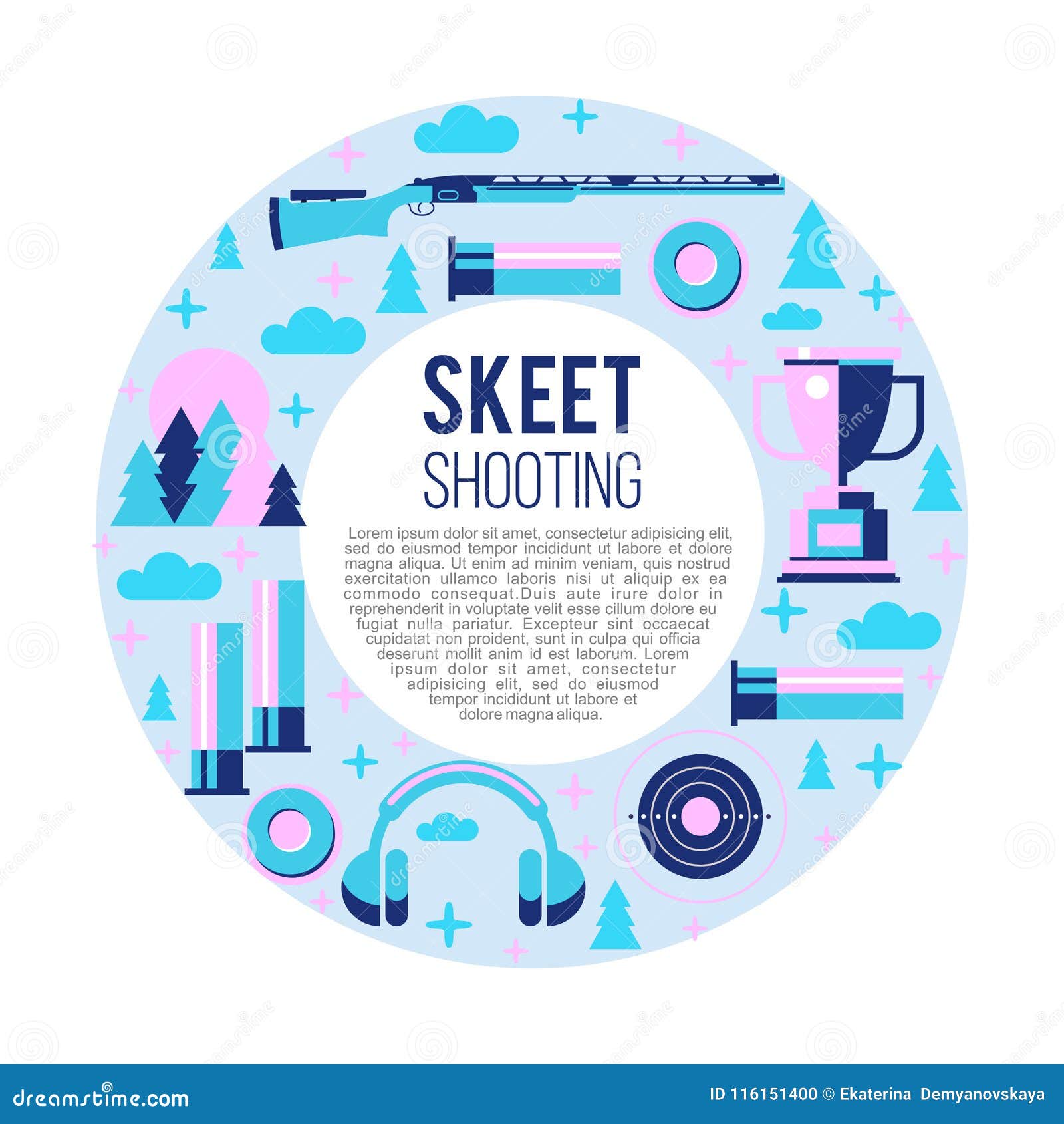 Shooting Skeet. Set of Elements Located in a Circle Stock Vector ...