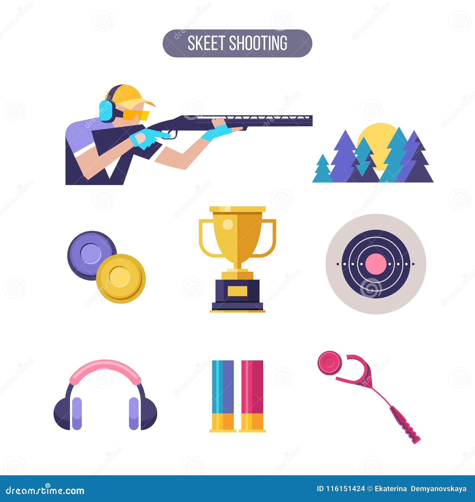 Shooting Skeet. Vector Set Of Logos. Set Of Design Elements. Round ...