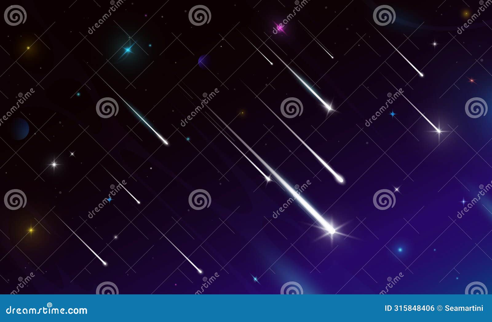 Shooting Sky Stars with Trails, Falling Comets Stock Vector ...
