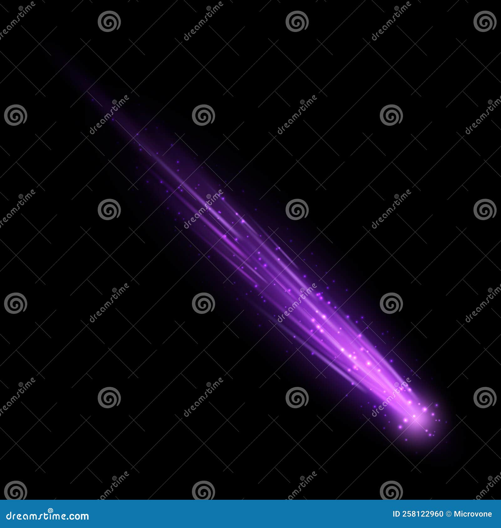 Shooting Star. Realistic Neon Meteor with Sparkling Dust Trail Stock ...