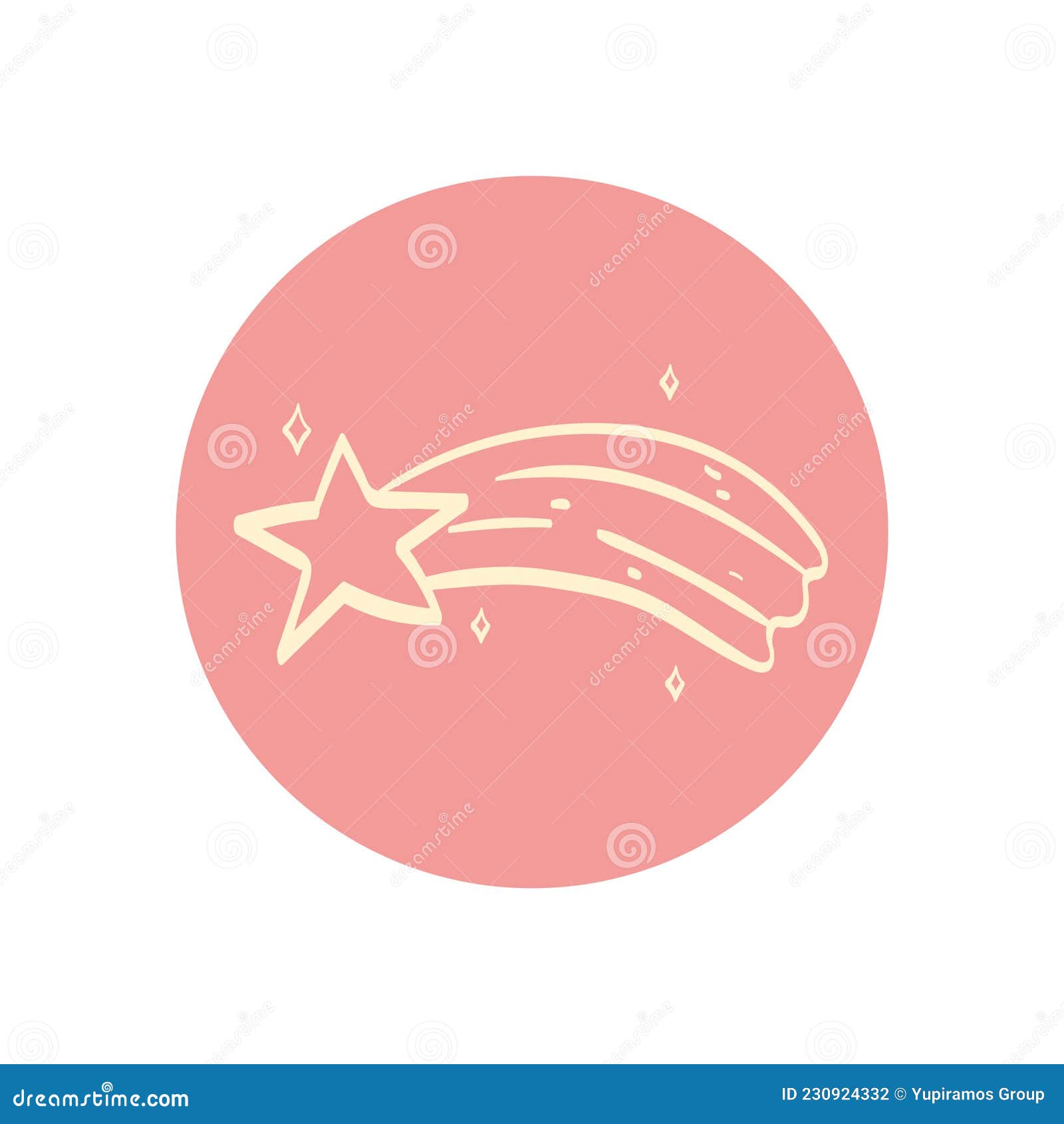 Shooting star round icon stock vector. Illustration of evening - 230924332
