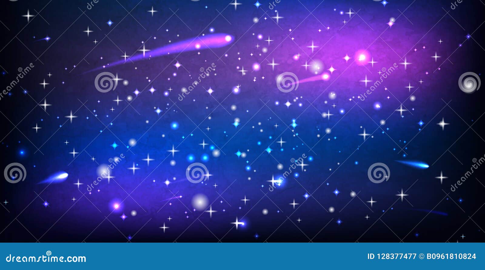 Flying Comets in the Night Sky. Galaxy. Stars and Comets. Night. Stock ...