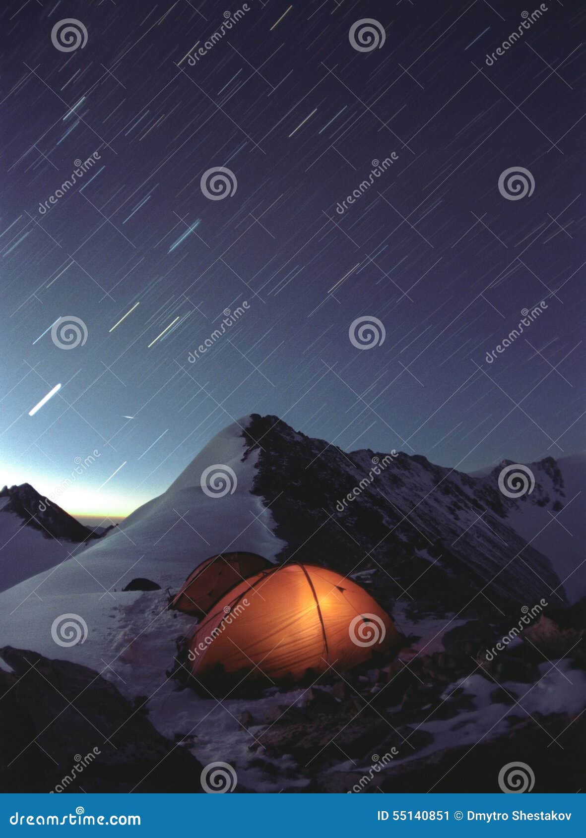 Shooting Stars Over the Mountains, Stock Image - Image of climbing ...