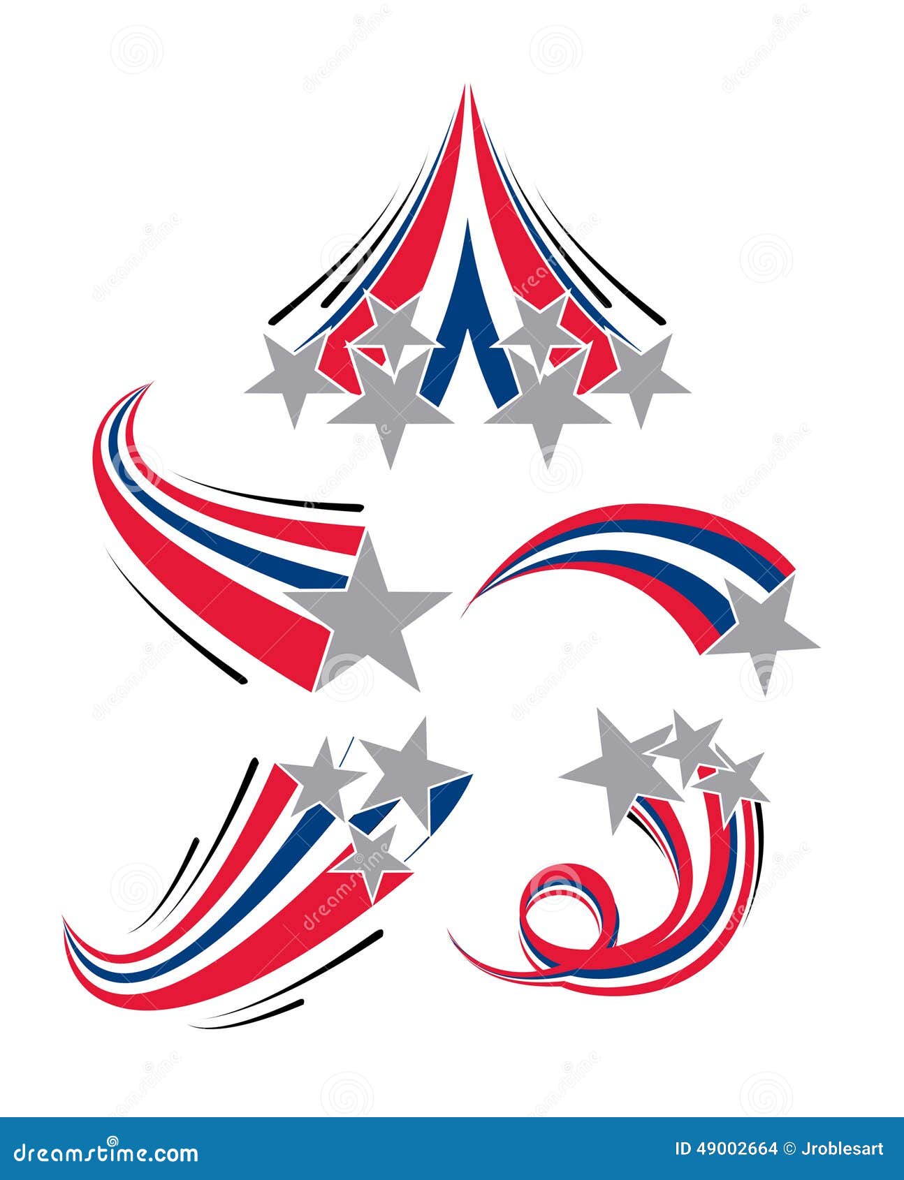 Set Of Shooting Stars. Collection Of Stars Silhouette. Vector ...