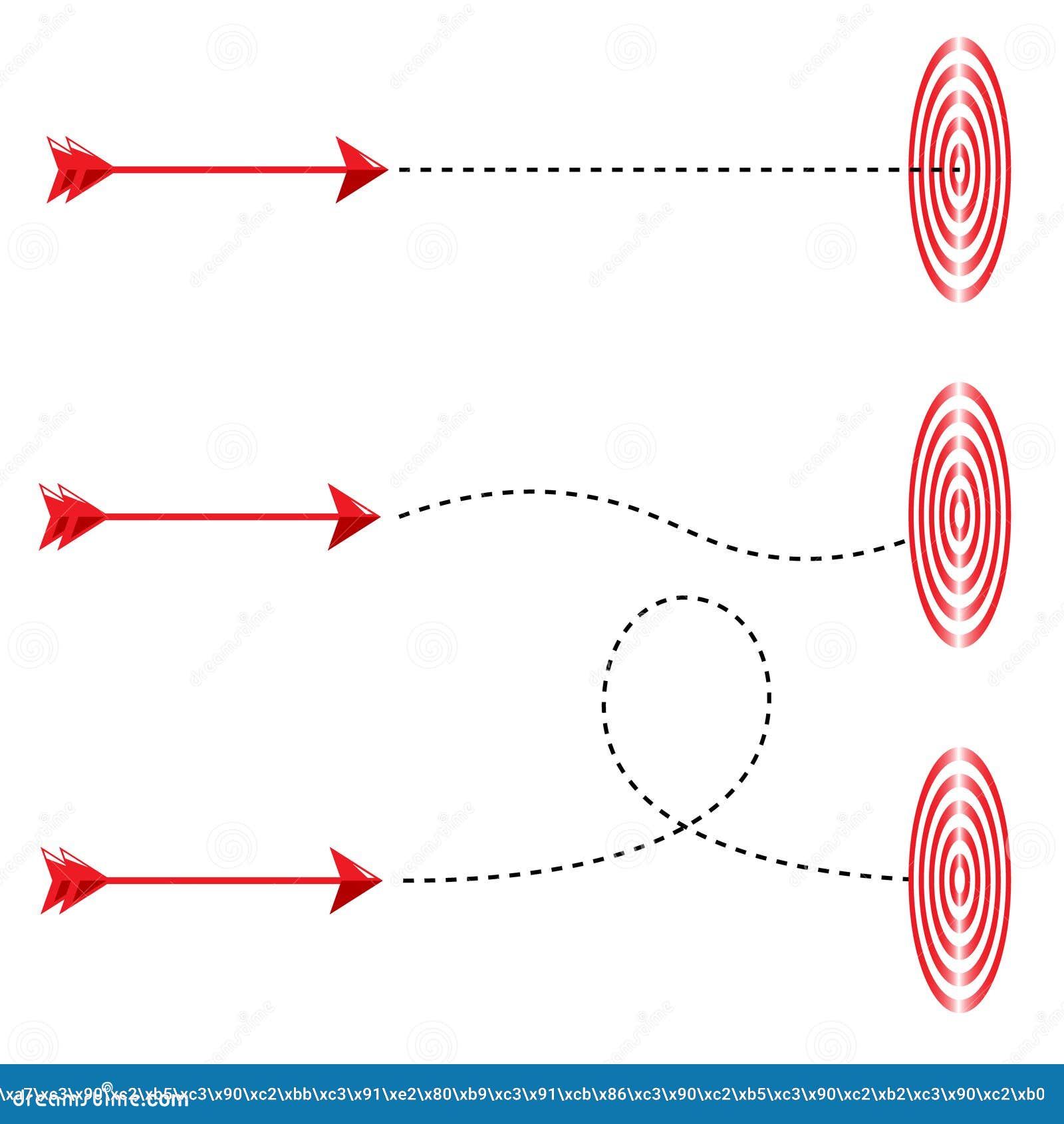 Shooting Targets with a Flying Red Arrow and a Flight Path Stock Vector ...