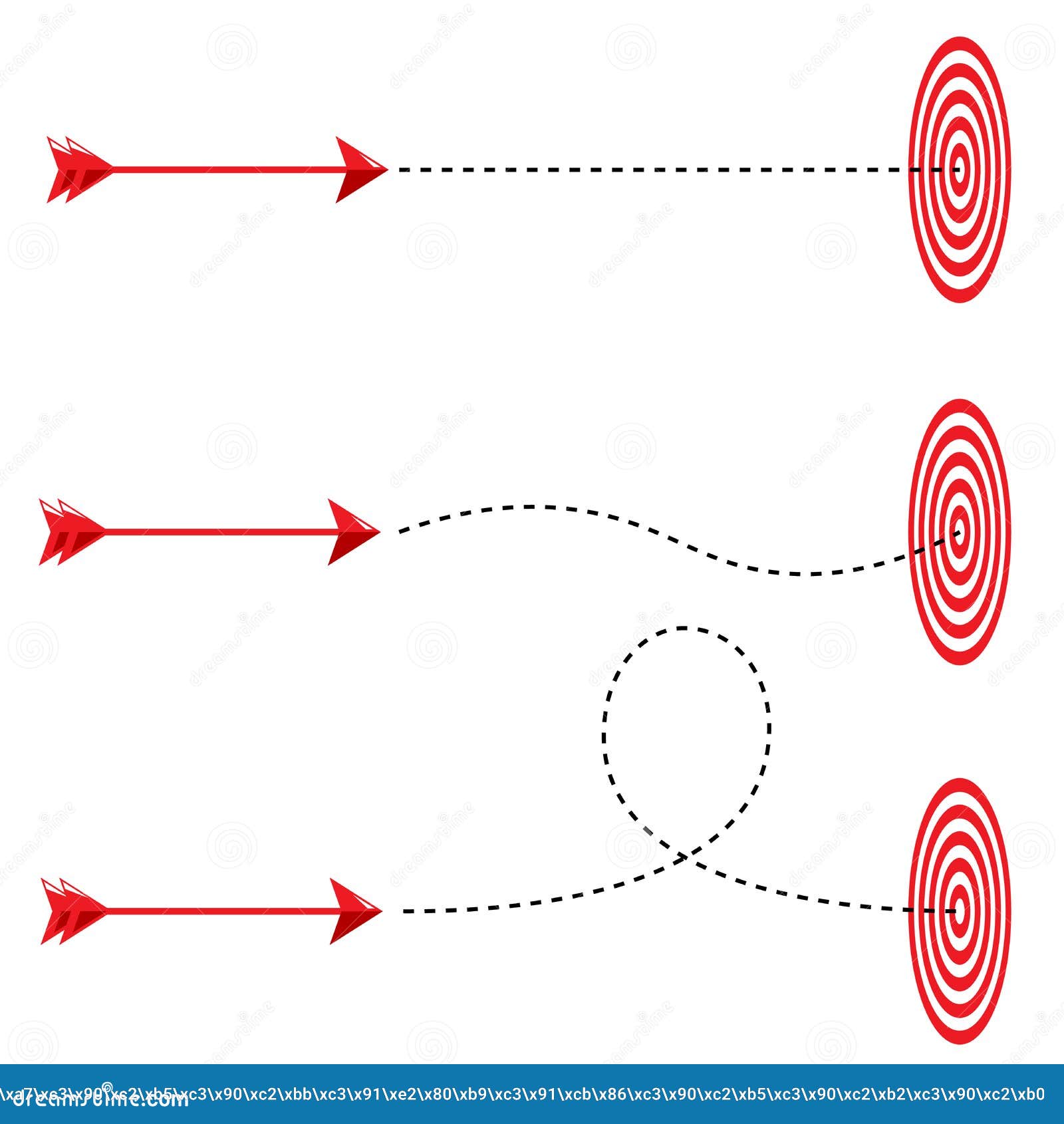Shooting Targets with a Flying Red Arrow and a Flight Path Stock Vector ...