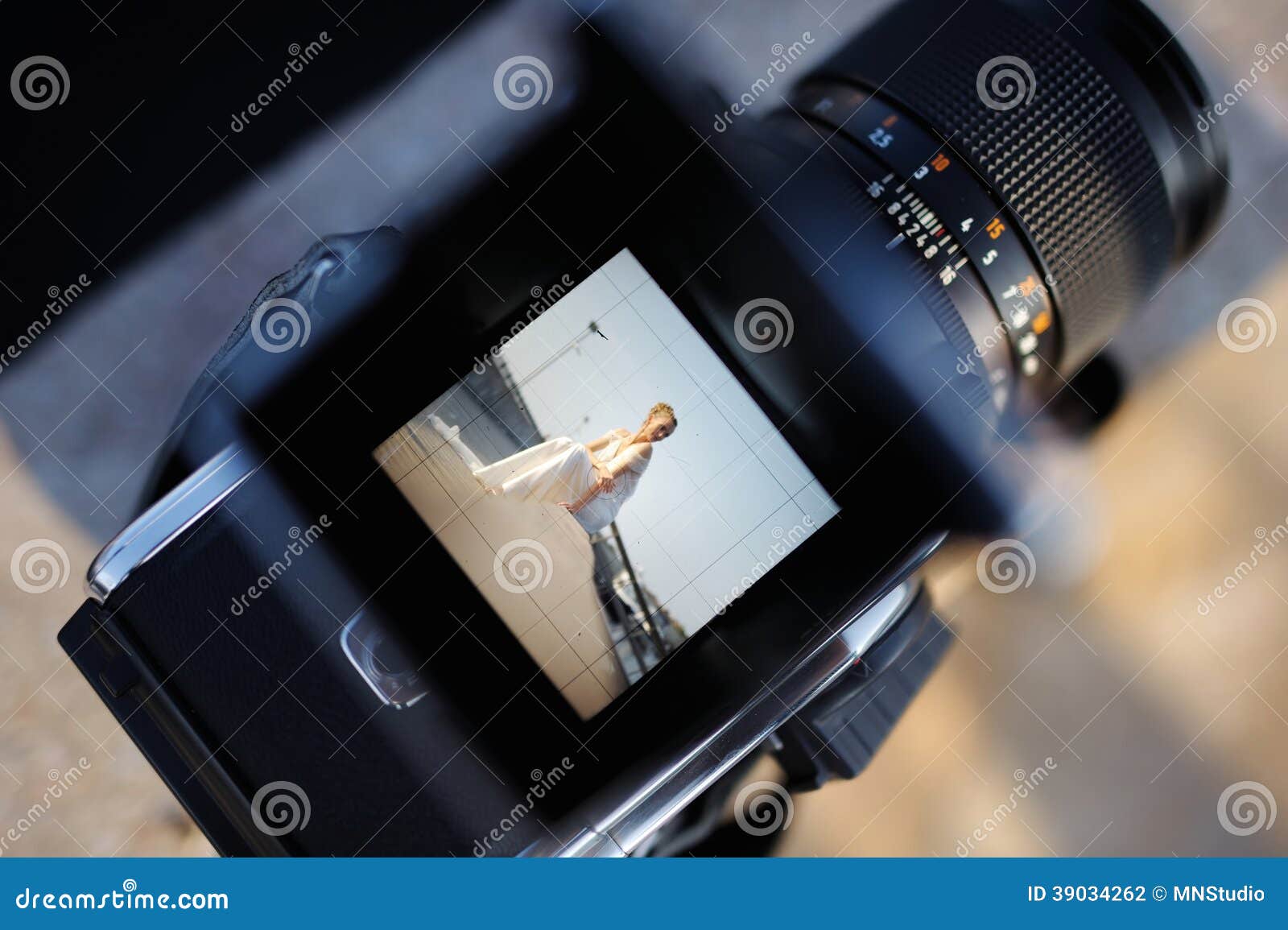 Shooting a Wedding with a Vintage Camera Stock Photo - Image of pose ...