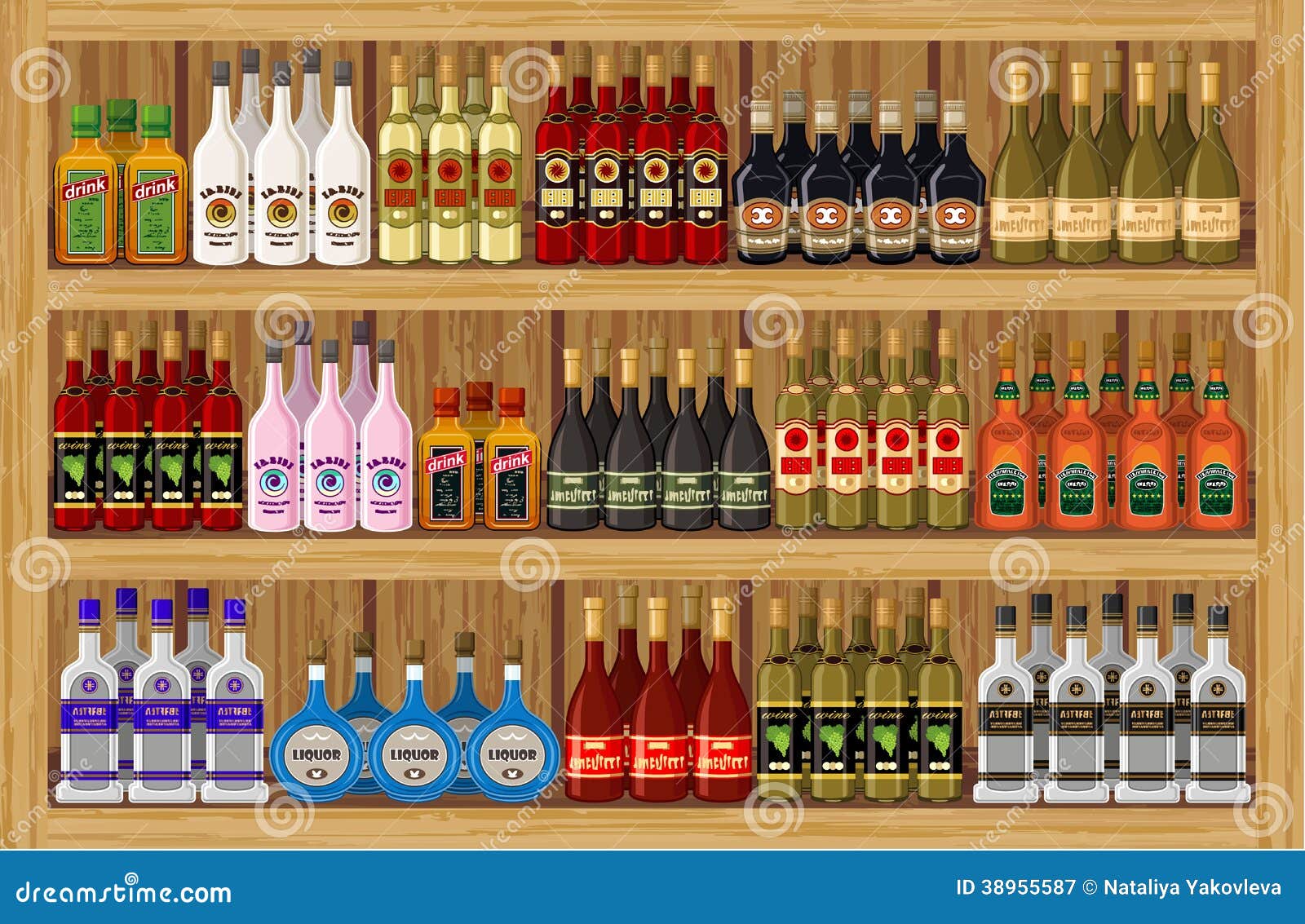 Shop alcoholic beverages. stock vector. Illustration of marketing ...