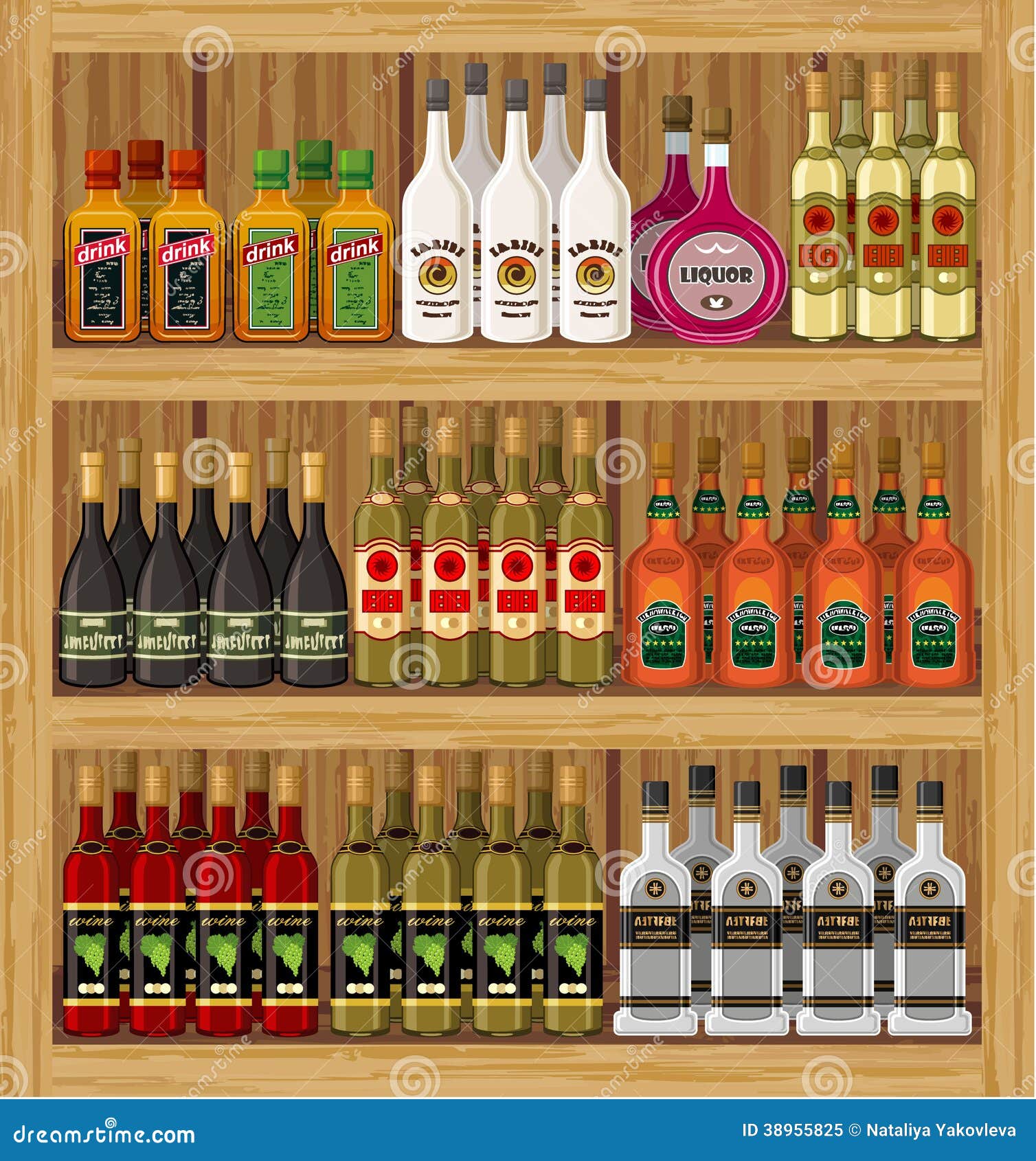 Shop Alcoholic Beverages. Vector Stock Vector - Illustration of bottle ...