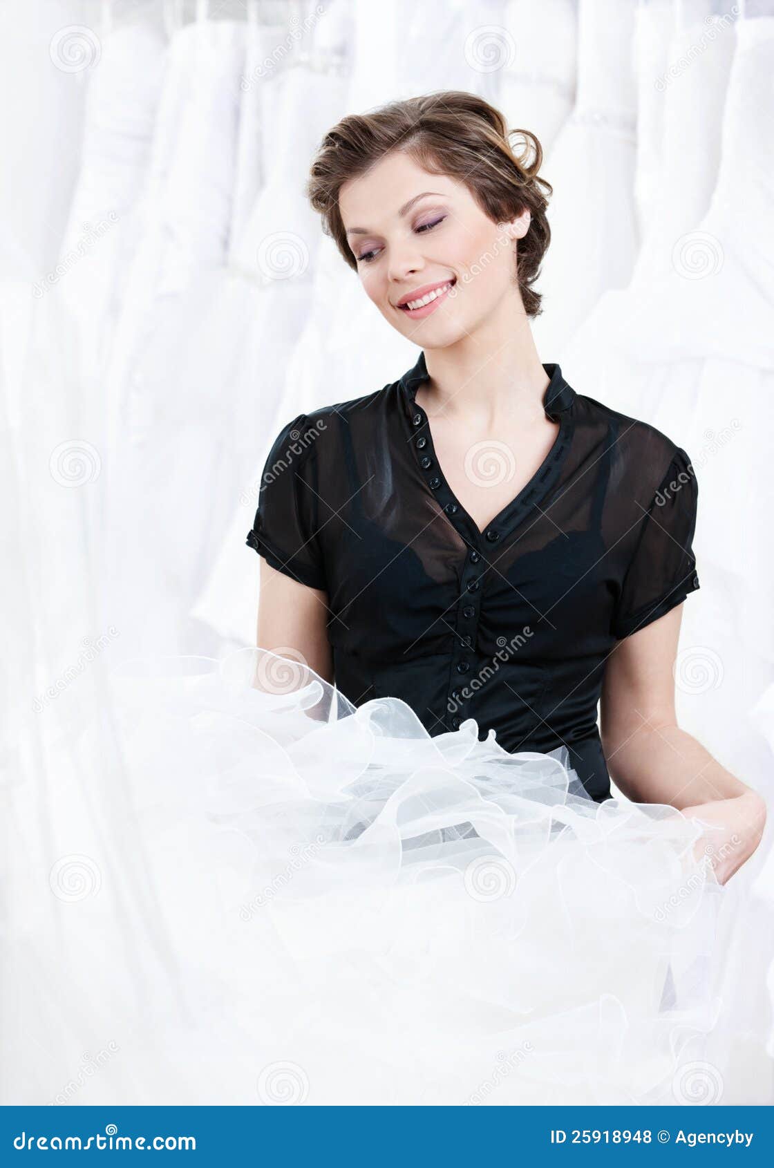 Shop Assistant Selects a Proper Dress Stock Photo - Image of color ...