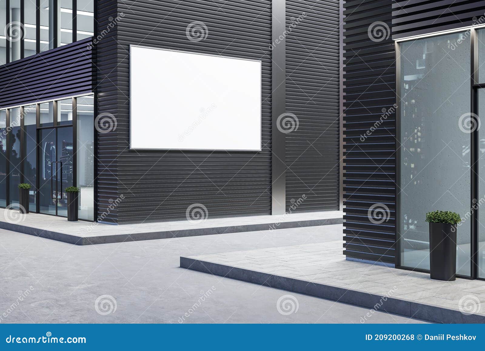 Shop with Blank Banner on Wall Stock Illustration - Illustration of ...