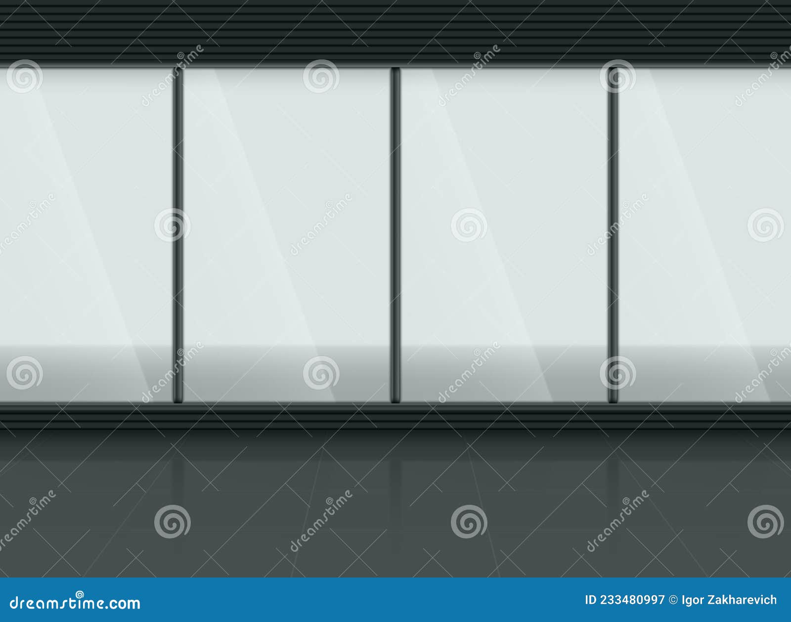 Boutique Store Front with Big Windows. Showcase Store Windows Realistic ...